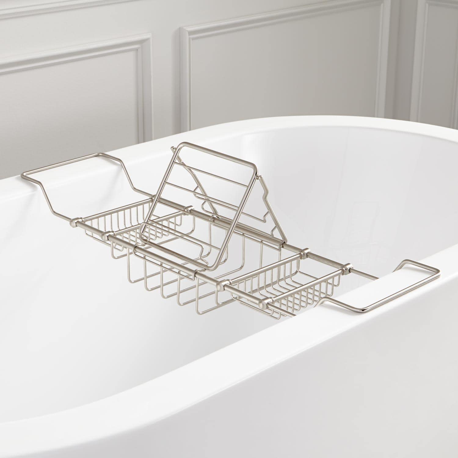 Signature Hardware 902478-R Nottingham Brass Tub Caddy with Reading Rack