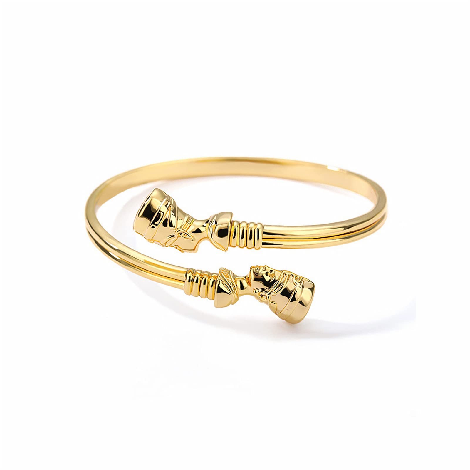 Beccalame Egyptian Queen 18k Gold Cuff Bracelets Bangles Adjustable Jewelry for Women Men (style A)
