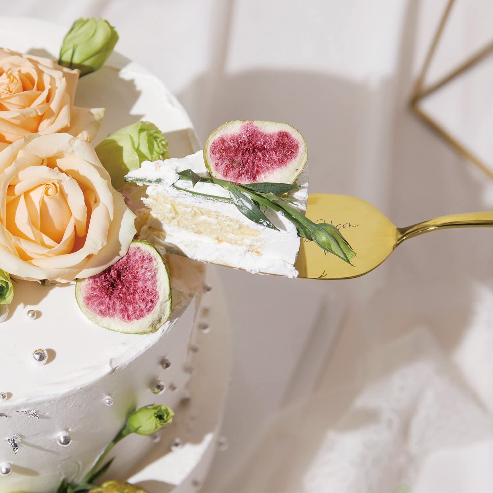 AW BRIDAL Personalized Wedding Cake Knife and Server Set, Gold Cake Cutting Set Gift for Wedding Bridal Shower Pie Sever Pizza Knife//DK2201CPP23//