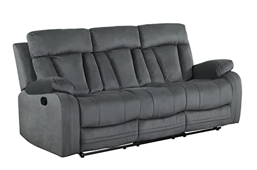 Blackjack Furniture Elton Microfiber Reclining Modern Living Room Loveseat, Sofa, Gray