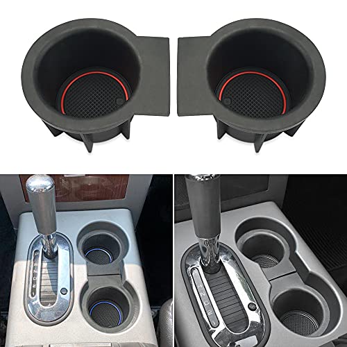 AOTEMILK TPE Console Cup Holder Inserts Replacement for Ford F150 2004-2008 with Flow Through Console Drink Bottle Hold for 2003-2006 Ford Expedition & Lincoln Navigator
