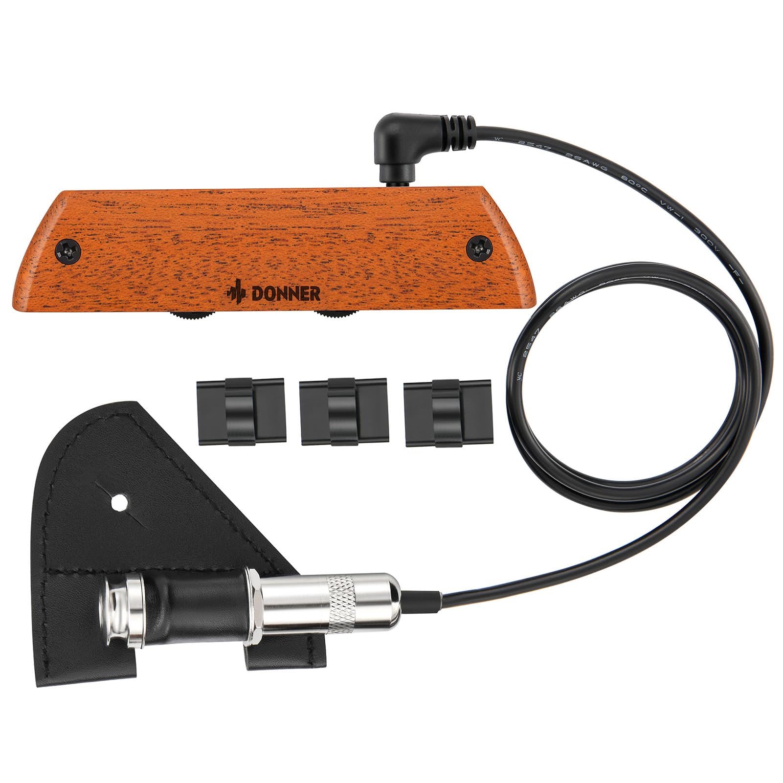 Donner Acoustic Guitar Pickup, DSS-6 Guitar Pickups Passive Mahogany Soundhole Pickup with Humbucker Volume Tone Control, Fits 3.8β to 3.94β Soundhole Diameter
