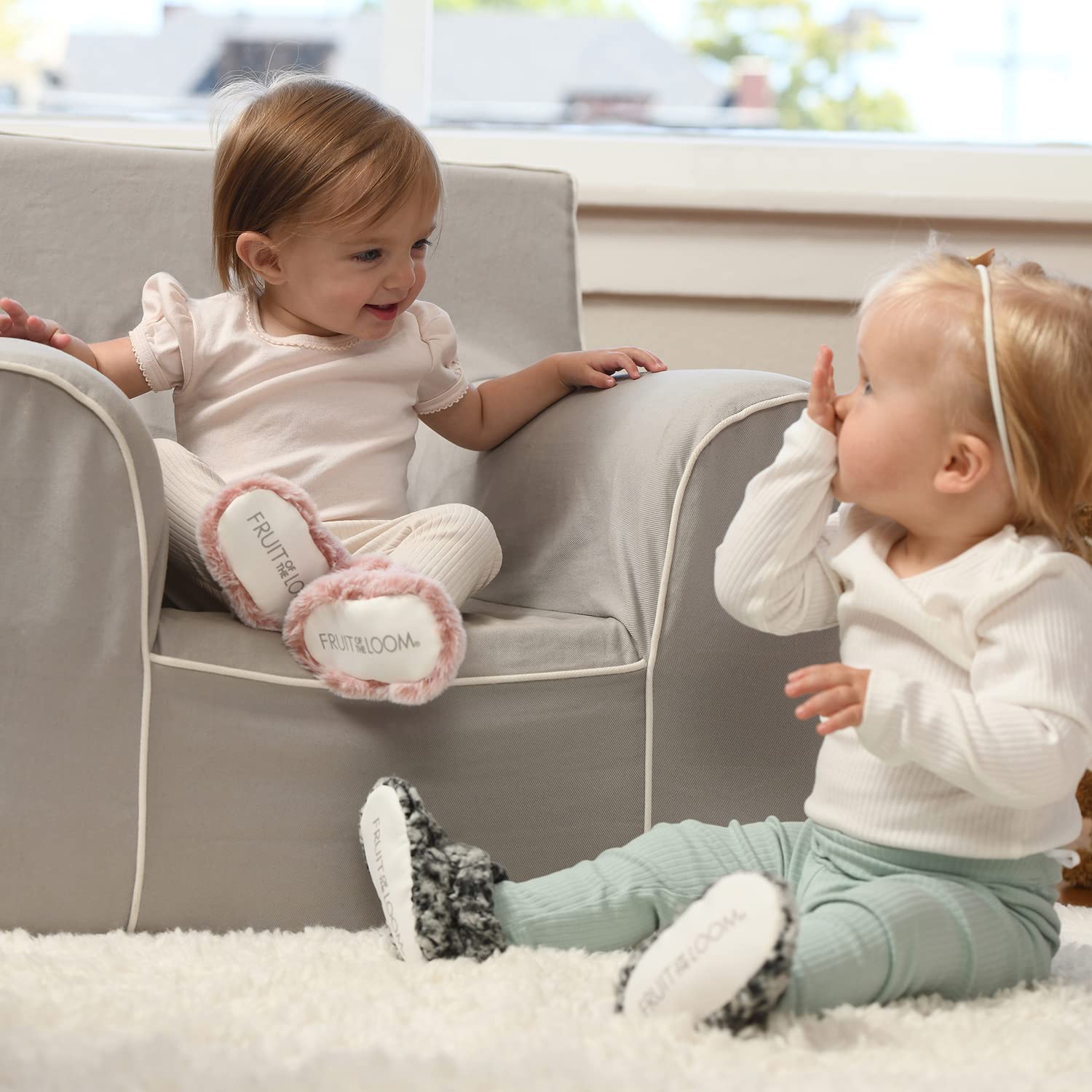 Fruit of the Loom Cozy Thermal Wrap Booties with Non-Skids for Baby Girls, Boys, Unisex - Pink (6-12 Months)