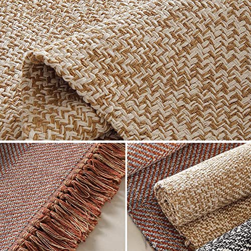 Boho Kitchen Runner Rug 2x4.3, 100% Cotton Hand-Woven Washable Rug with Tassels Modern Farmhouse Bathroom Rug for Bedroom Laundry Kitchen Hallway Entryway, Black