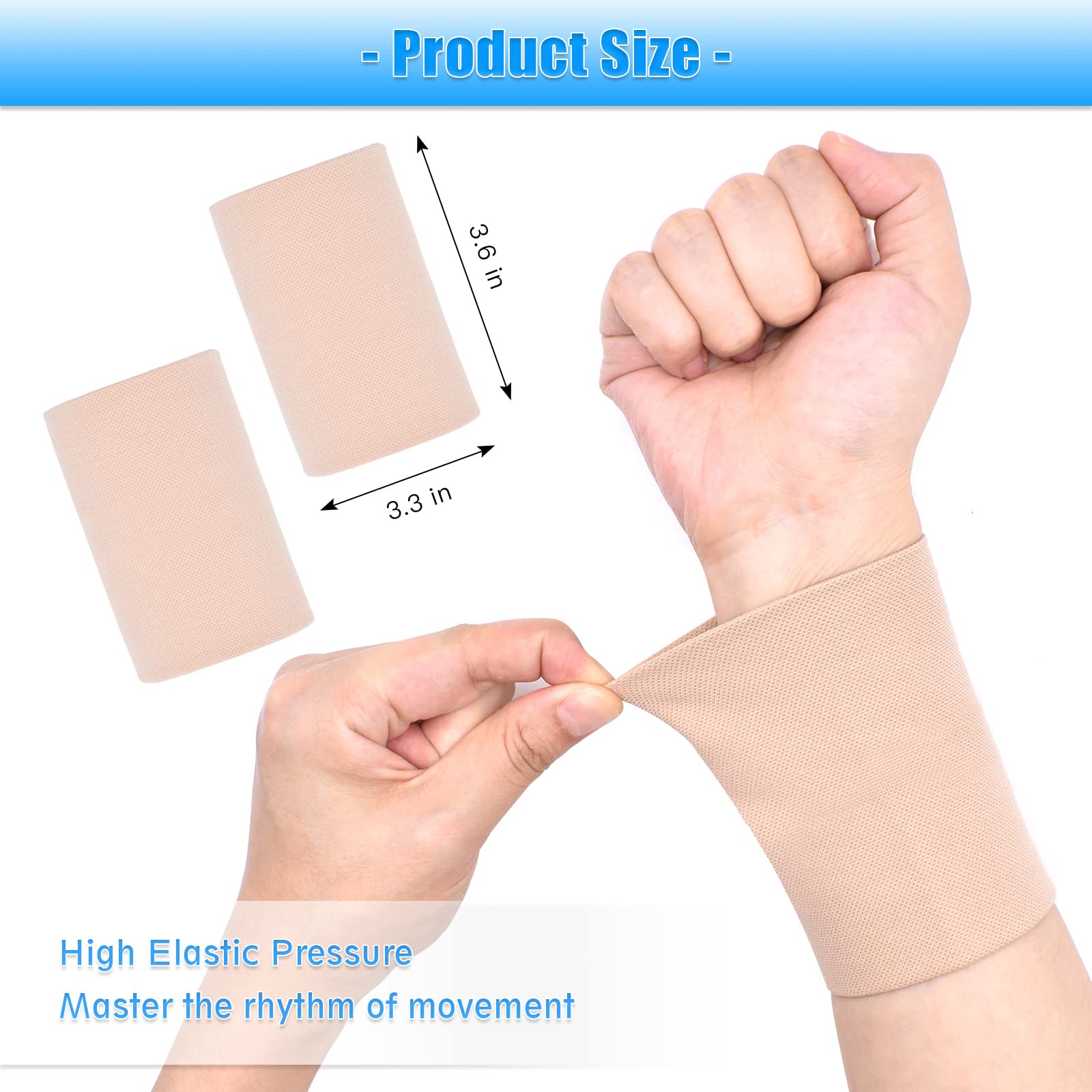 ATENTO 4 PCS Compression Wrist Sleeve | Compression Wrist Brace | Wrist Support Elastic Wristbands Sleeves | Improve and Recovery for Wrist Swelling, Soreness, Tendonitis, Carpal Tunnel and Sprained for Men and Women Sports (Medium, Beige)