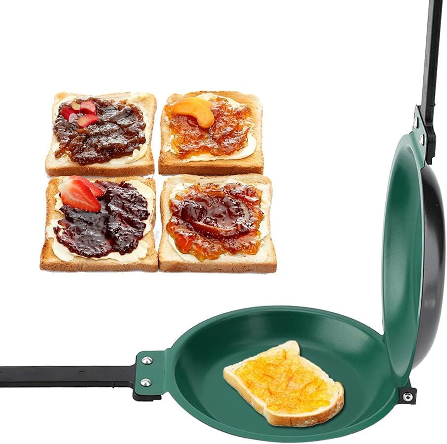 ANKROYU Double Sided Frying Pan, Pancake Maker, Nonstick Sandwich Maker Flip Grill Pan, Coating Double Grill Pan, Ceramic Coating Flip Frying Pan, Household Kitchen Cookware