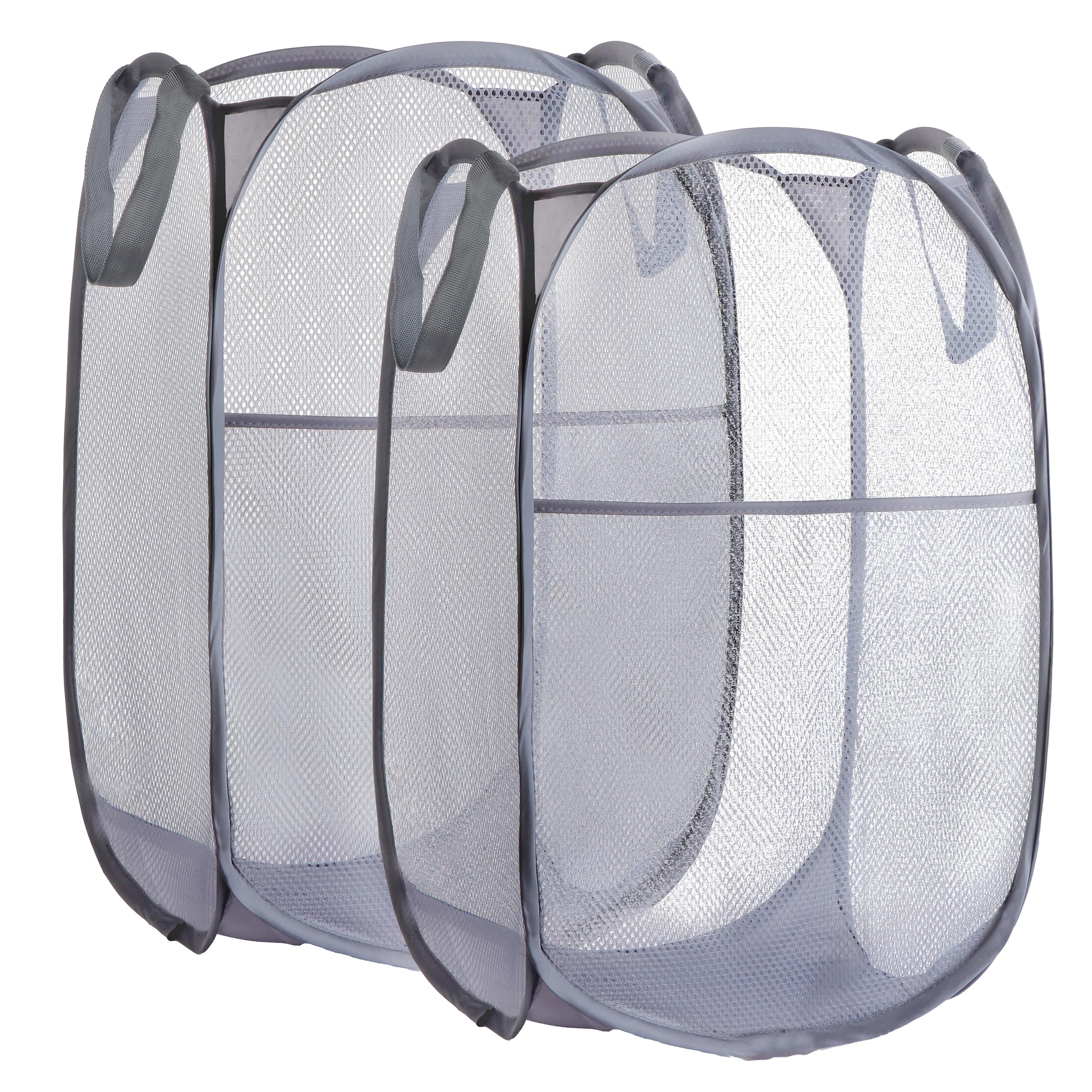 Collapsible Mesh Laundry Basketļ¼Pop Up Laundry Hamper-Easy Storage, Ideal for Home and Travel Use (2 dark gray)