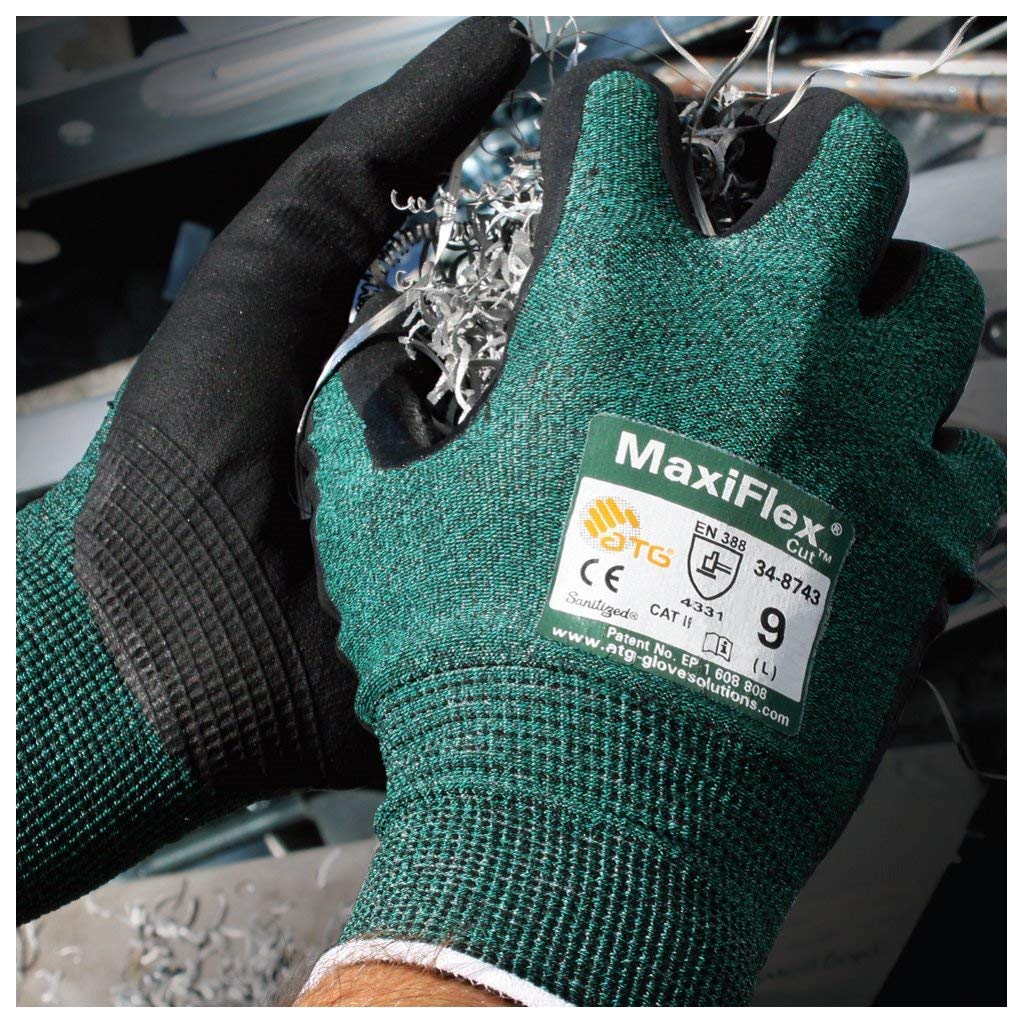 ATG 34-8743/XL MaxiFlex Cut - Black Micro-Foam Nitrile Coated Palm And Fingers - XLarge - 12 Pair Per Box