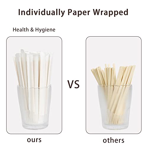 Bamboo Coffee Stirrers Individually Wrapped 200 Count in Storage Box β Coffee Stir Sticks 5.5 inch Coffee Bar Disposable individually wrapped coffee stirrers for Coffee and Cocktail
