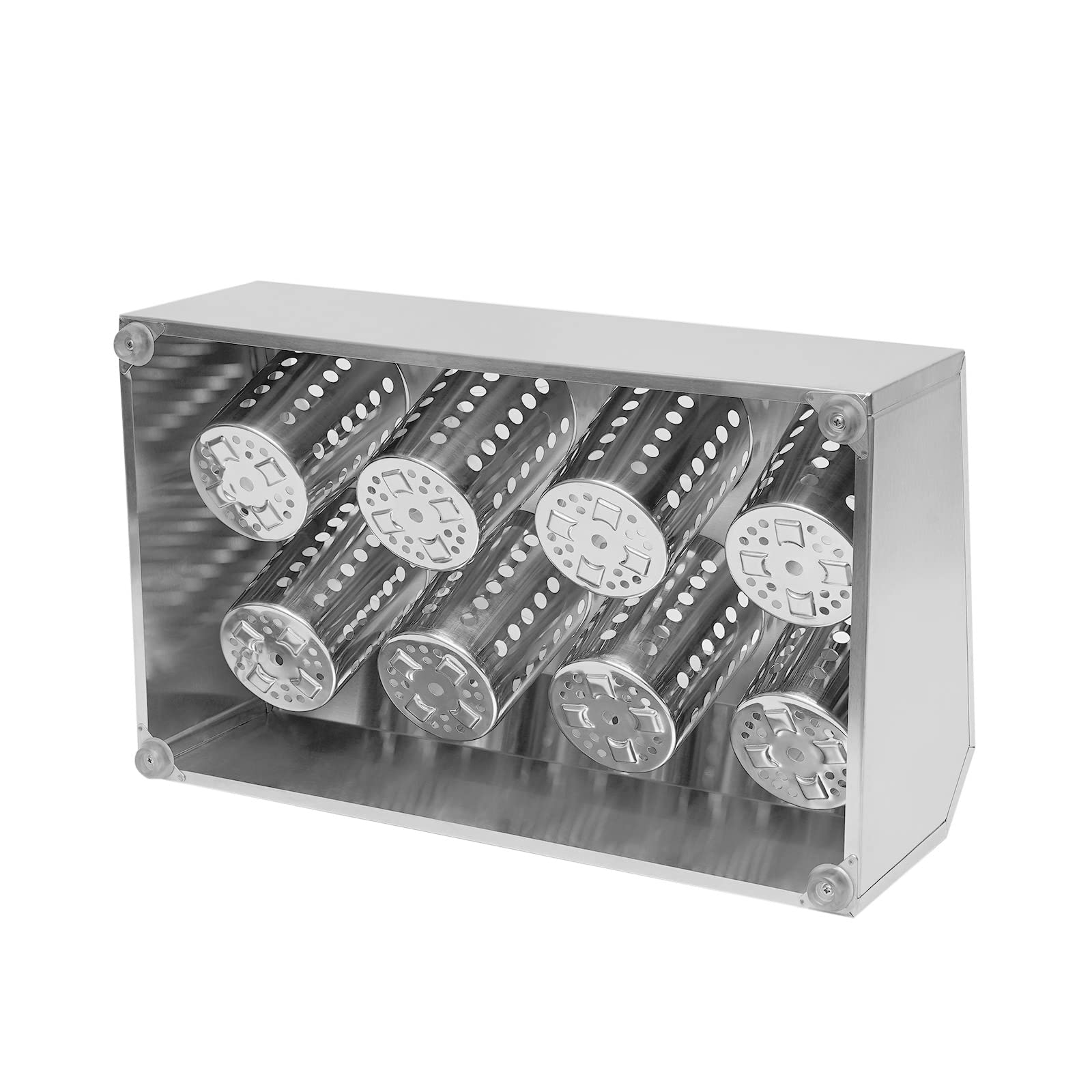 BILPIKOGoo Commercial 8-Hole Stainless Steel Cylinder Flatware Silverware Utensil Holder Organizer, Forks Spoons Knife Utensil Caddy Compact Cutlery Organizer (Sliver)