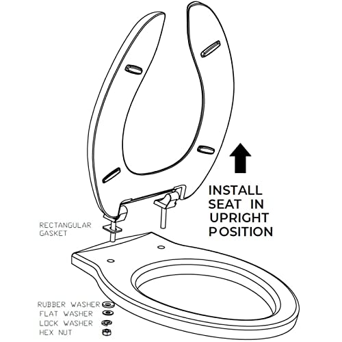 Centoco Elongated Toilet Seat, Open Front with Cover, Heavy Duty Commercial, Stainless Steel Self Sustaining Hinge, Plastic, Made in the USA, 820STSS-001, White