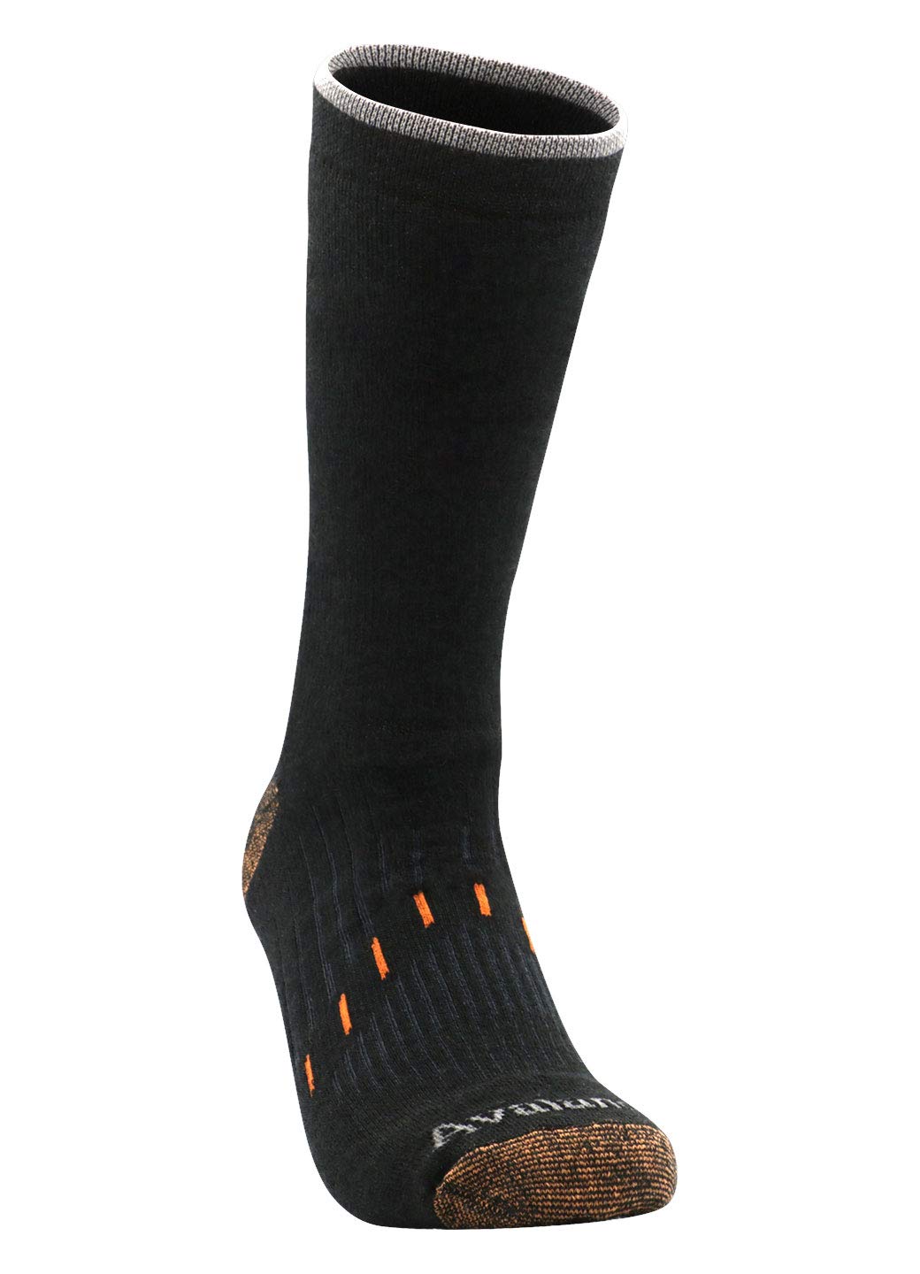 Avalanche Men's Odor Resistant Copper Wool Blend Crew Socks With Arch Support 2-Pack Black 10-13