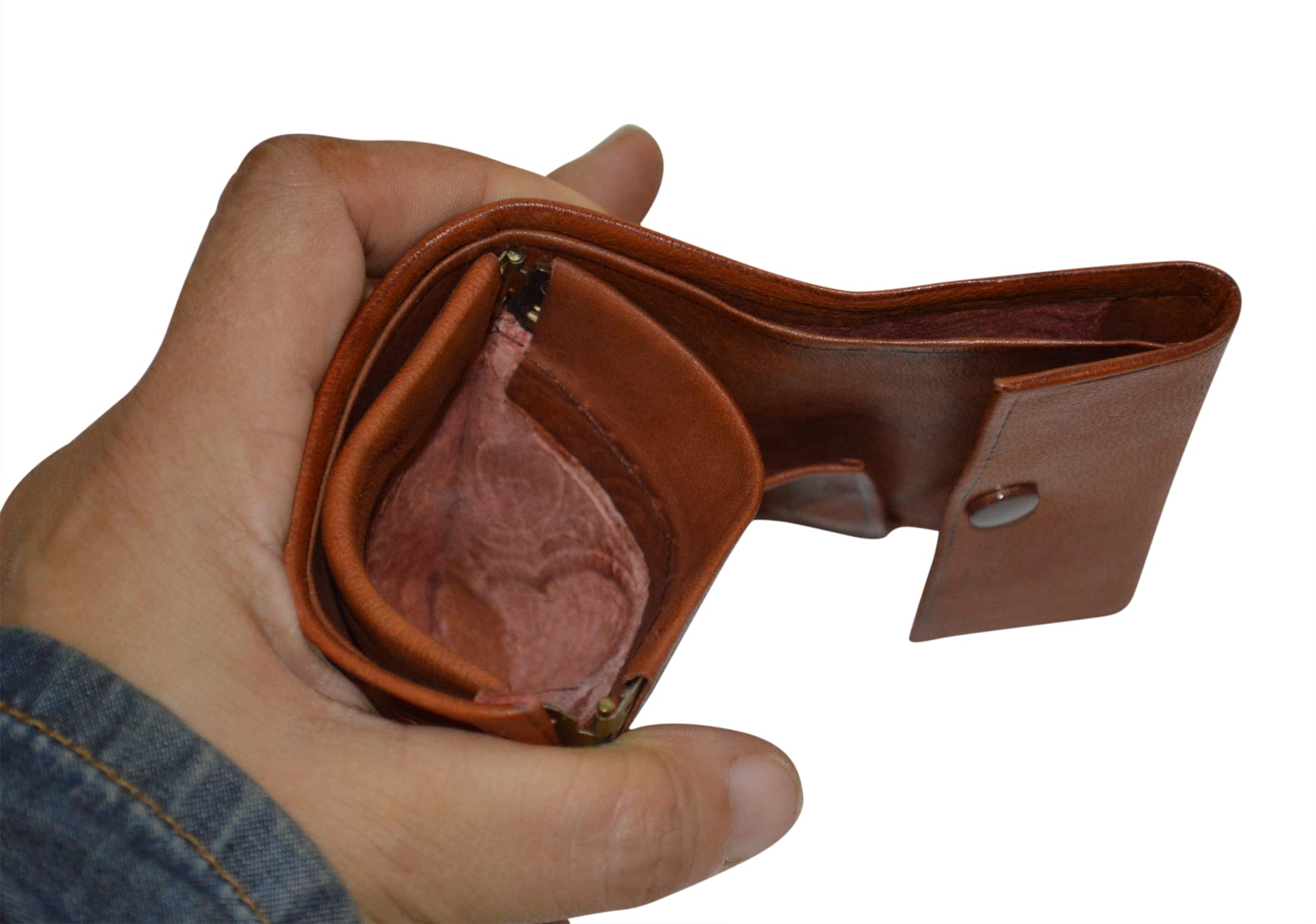 Moroccan Handmade Wallet Credit Card Leather Coin Change Pocket Small Brown