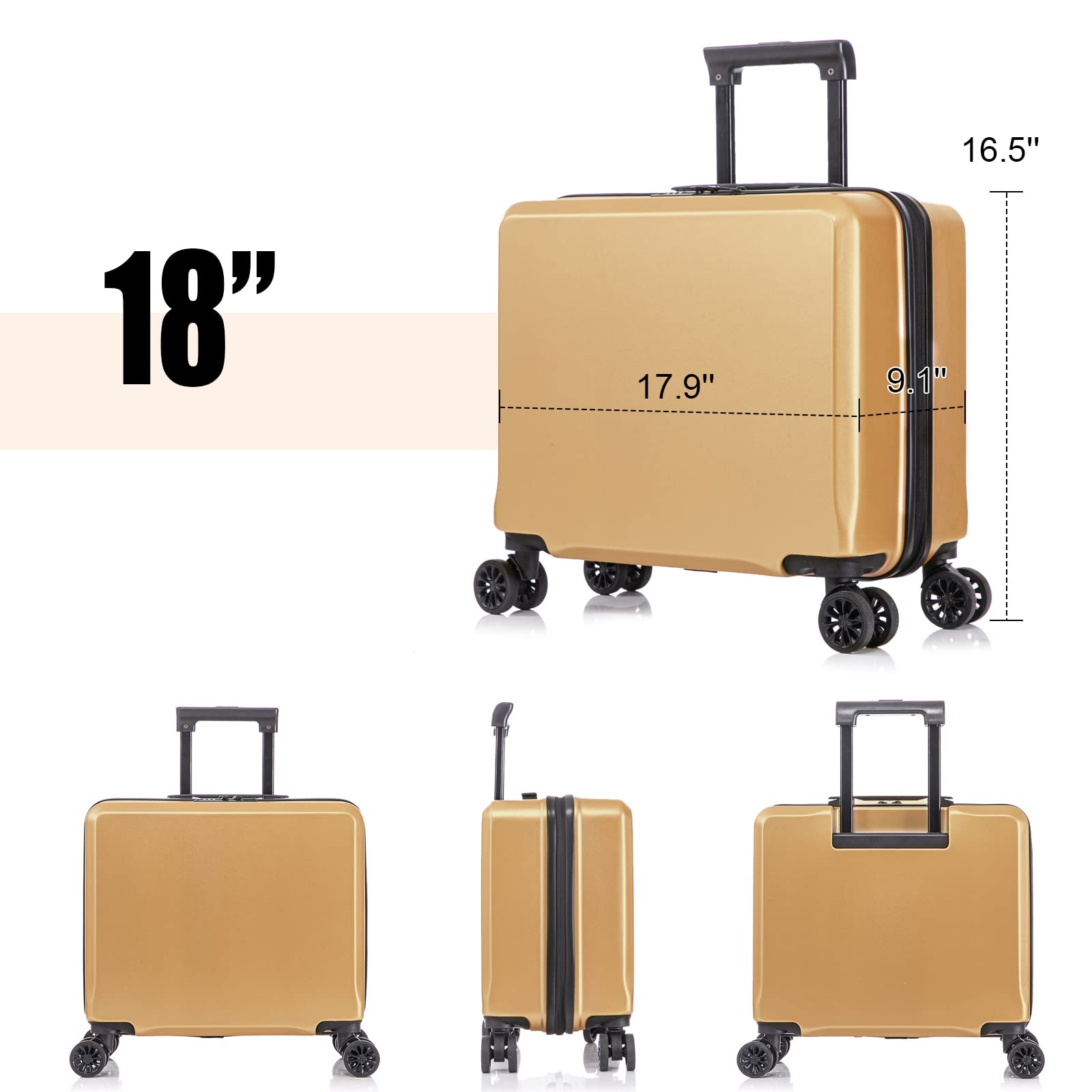 Apelila 4PC Luggage Sets -Carry On Luggage Hardshell Luggage Sets Carry On Spinner Luggage Traveling Suitcase