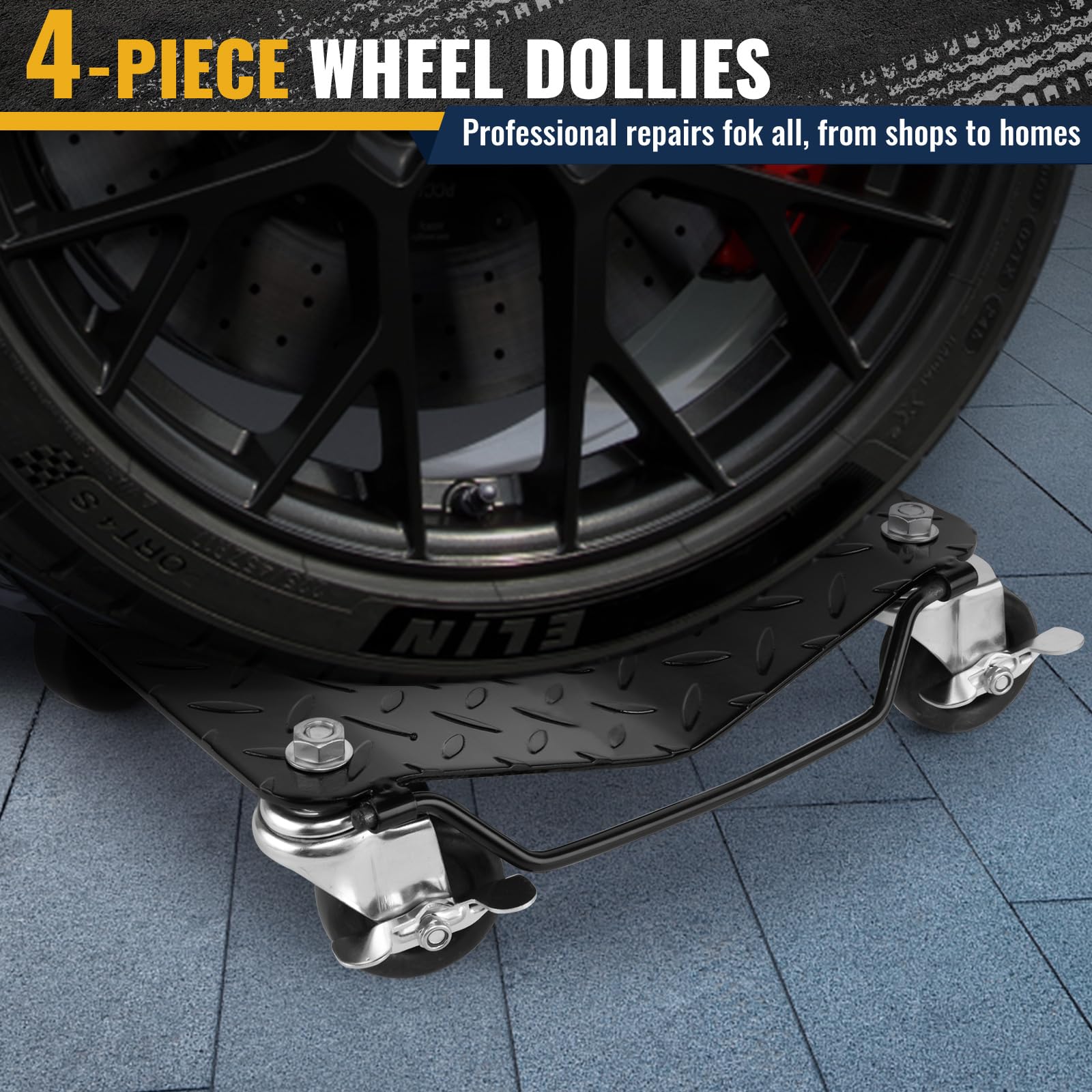 Car Wheel Dolly Set of 4,6000lbs Capacity Wheel Dolly,heavy-duty Car Moving Dolly,black