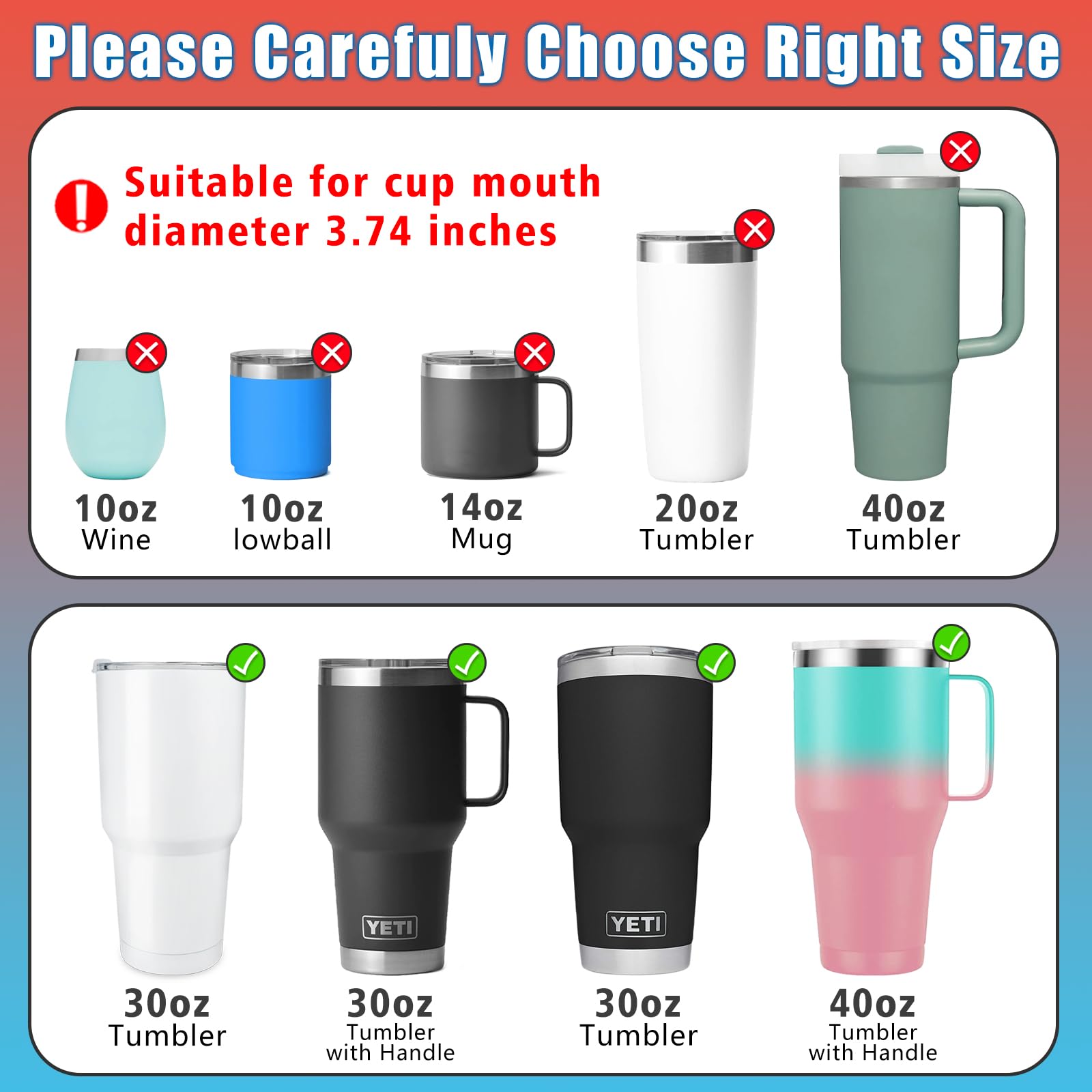 Amgkonp 30oz Tumbler Replacement Lids,4PACK Splash Proof Lids for YETI Rambler,Old Style RTIC,SUNWILL and CIVAGO Coffee Tumbler,BPA free