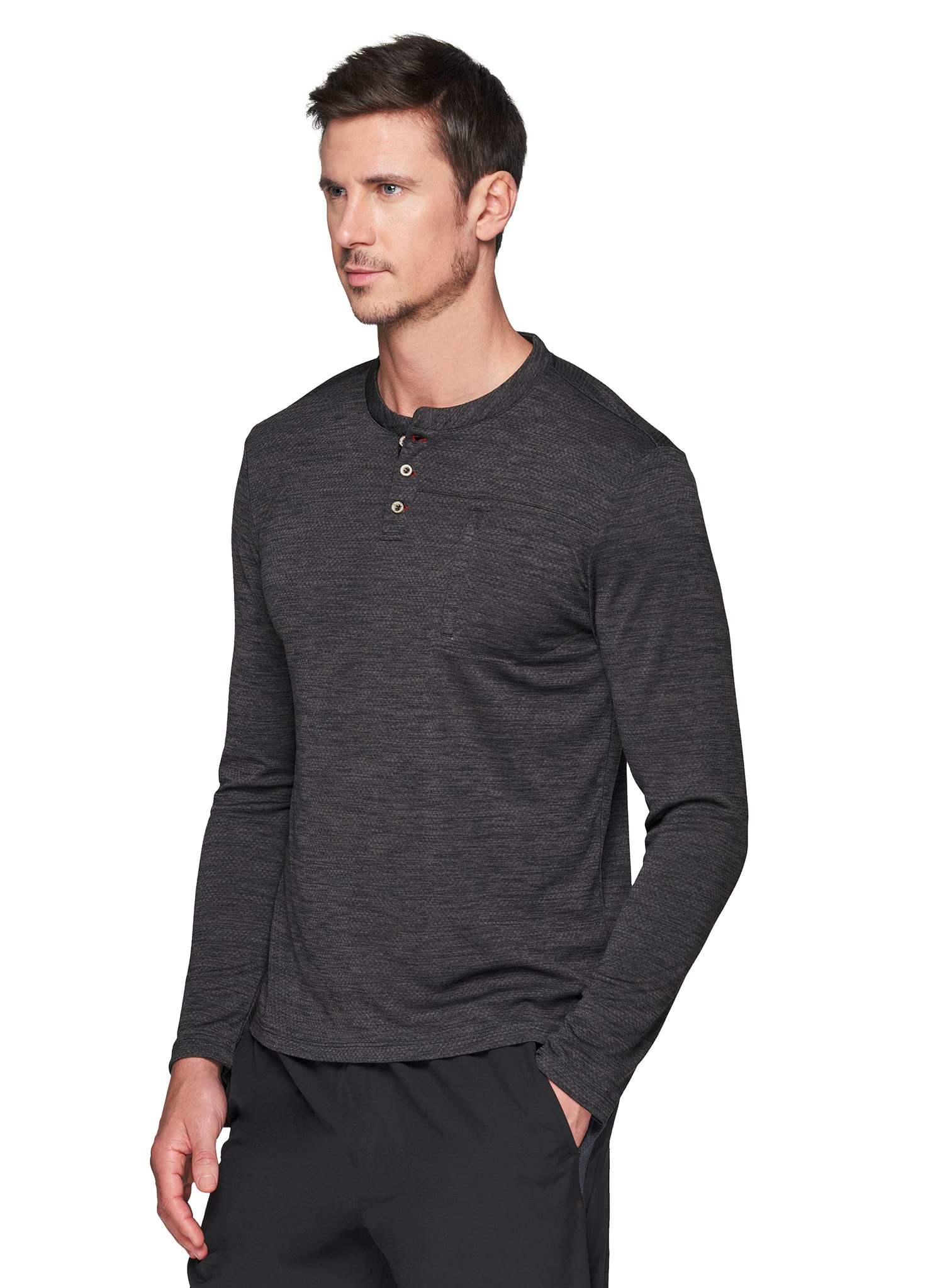 Avalanche Men's Hiking Shirt Breathable Crewneck Long Sleeve Tee Texture Cedar Green M
