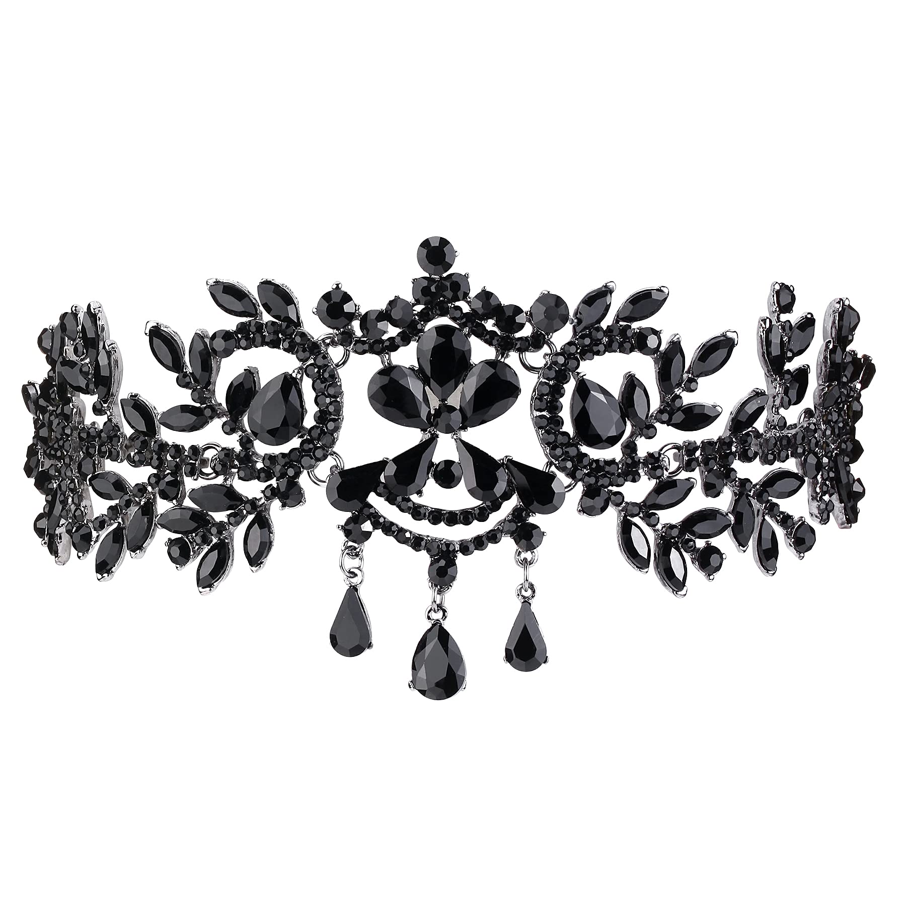 BELLAWOO Black Witchy Crown -Vintage Baroque Crystal Queen Tiara for Party Pregnant Photoshoot Halloween