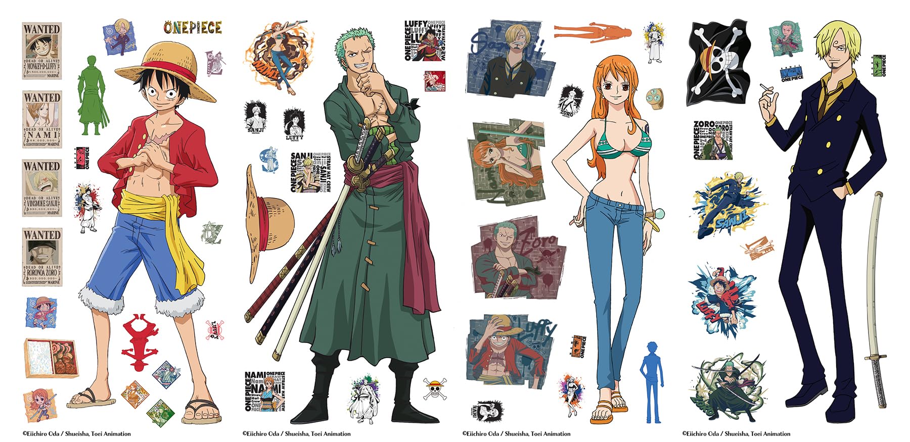 RoomMates RMK5438SCS One Piece Straw Hat Crew Wall Decal, Brown