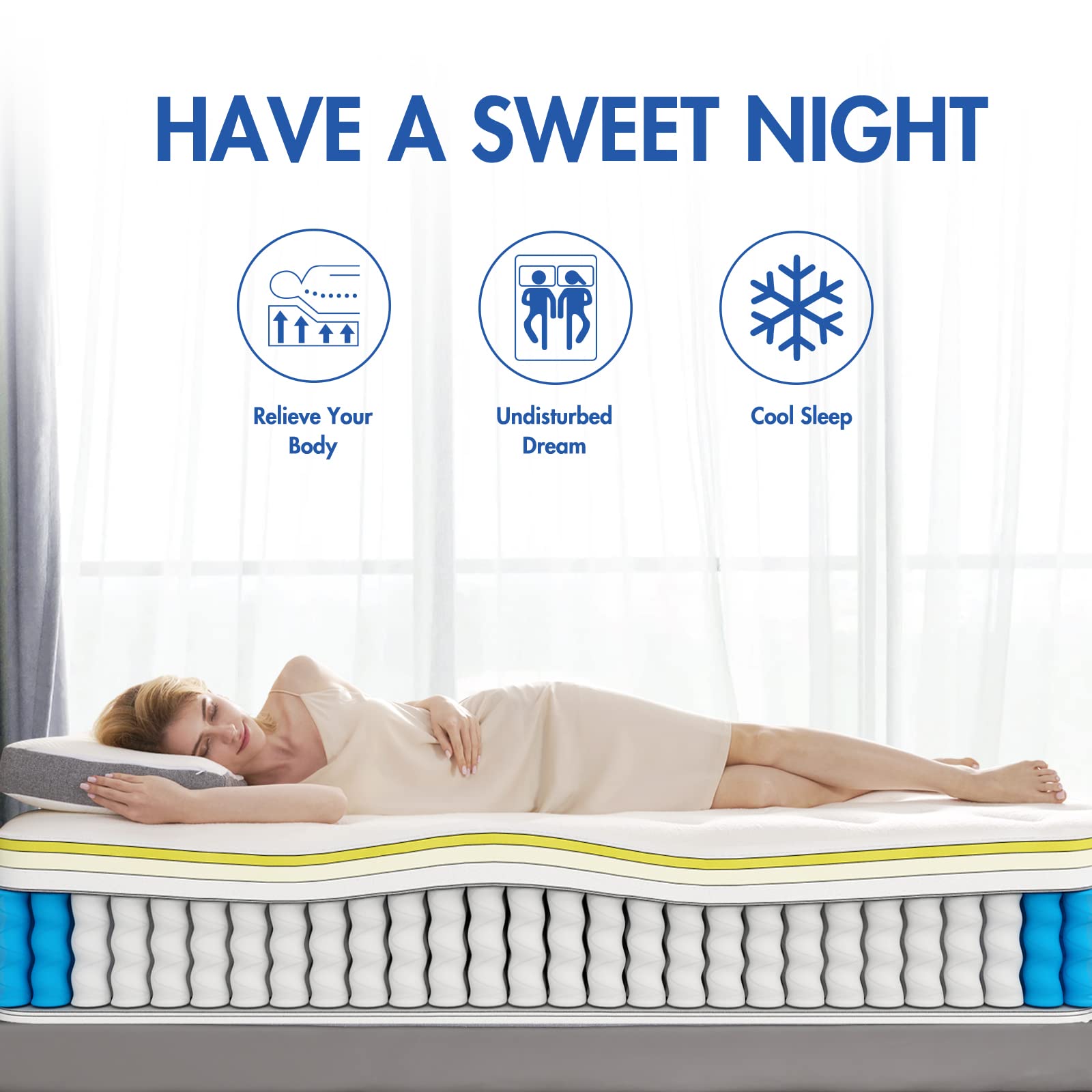 DIGLANT Twin XL Hybrid Mattress, 10 Inch Hybrid Tight Top Mattress, Memory Foam Pocket Spring Mattress Sleep Supportive & Pressure Relief, Medium Firm Feel Mattress in a Box, CertiPUR-US Certified