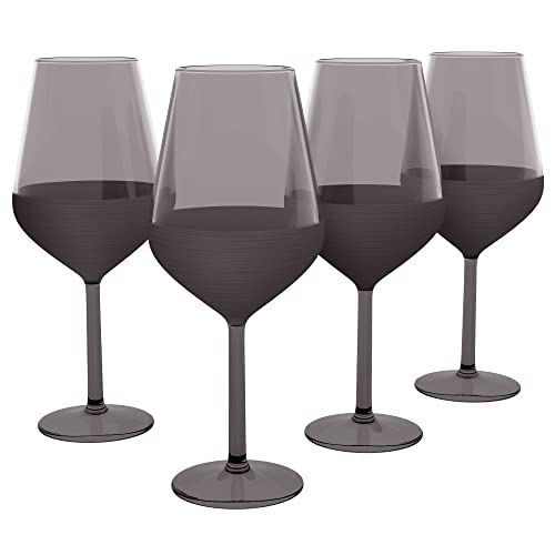 RAKLE – Luxury Matte Black Wine Glasses Set of 4 – 16.5Oz Glass Set Ideal for Special Events, Themed Parties, Dinner Table, Everyday Use – Modern and Elegant Design - Luxury Wine Glasses
