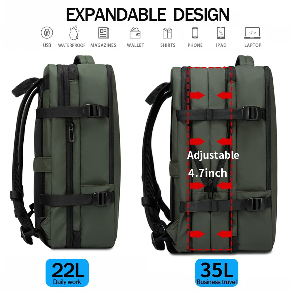 BANGE Expandable Travel Backpack,35LCarry on Backpack for Women Men Airline Approved Gym Backpack Waterproof Business Laptop Daypack…