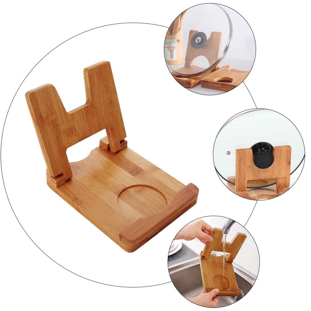 Bamboo Pot Lid Holder Bamboo Pan Lids Holder Counter Top Pot Lid Holder Pan Lid Rest Cover Organizer Kitchen Utensil Stand Kitchen Accessories Pan Lid Holder
