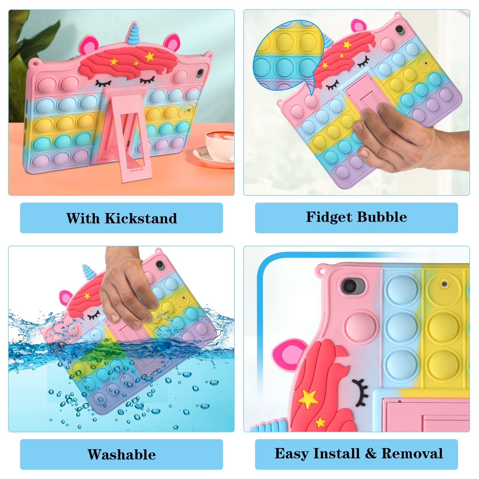 WESADN for iPad Mini 5 Case for iPad Mini 4 Case with Kickstand for Girls Women Silicone Fidget Bubble Case Cute Pop Protective Holder Tablet Cover for iPad Mini 5th 4th Generation 7.9 inch