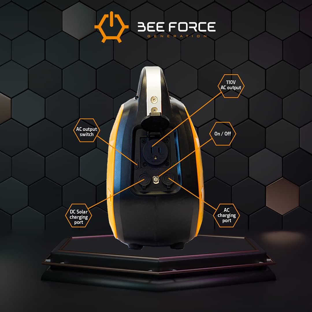 BEE FORCE New Portable Solar Generator and Power Bank 300Wh Battery Capacity, 600W Peak Power, 300W Continuous Power. Power Station for Camping Trips, Emergencies, CPAP Devices, Power Storage.