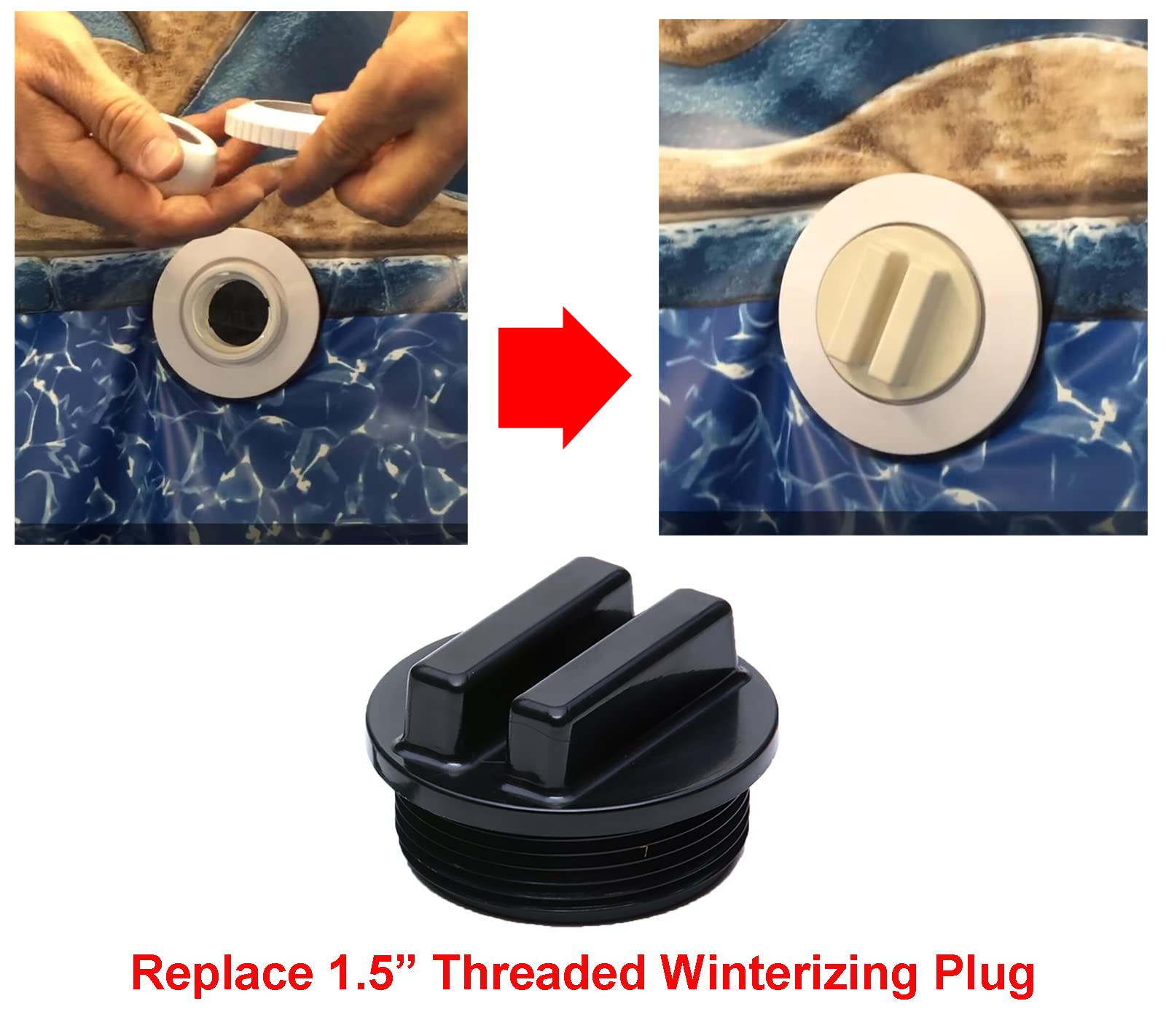 ATIE Black 1-1/2" Threaded Pool Filter Drain Plug Cap Winterizing Plug SP1022CBLK, 86202000, 190030, 27001-0022 with O-Ring for Pentair, Hayward, Sta-Rite Pool Filter Darin Plug (2 Pack)