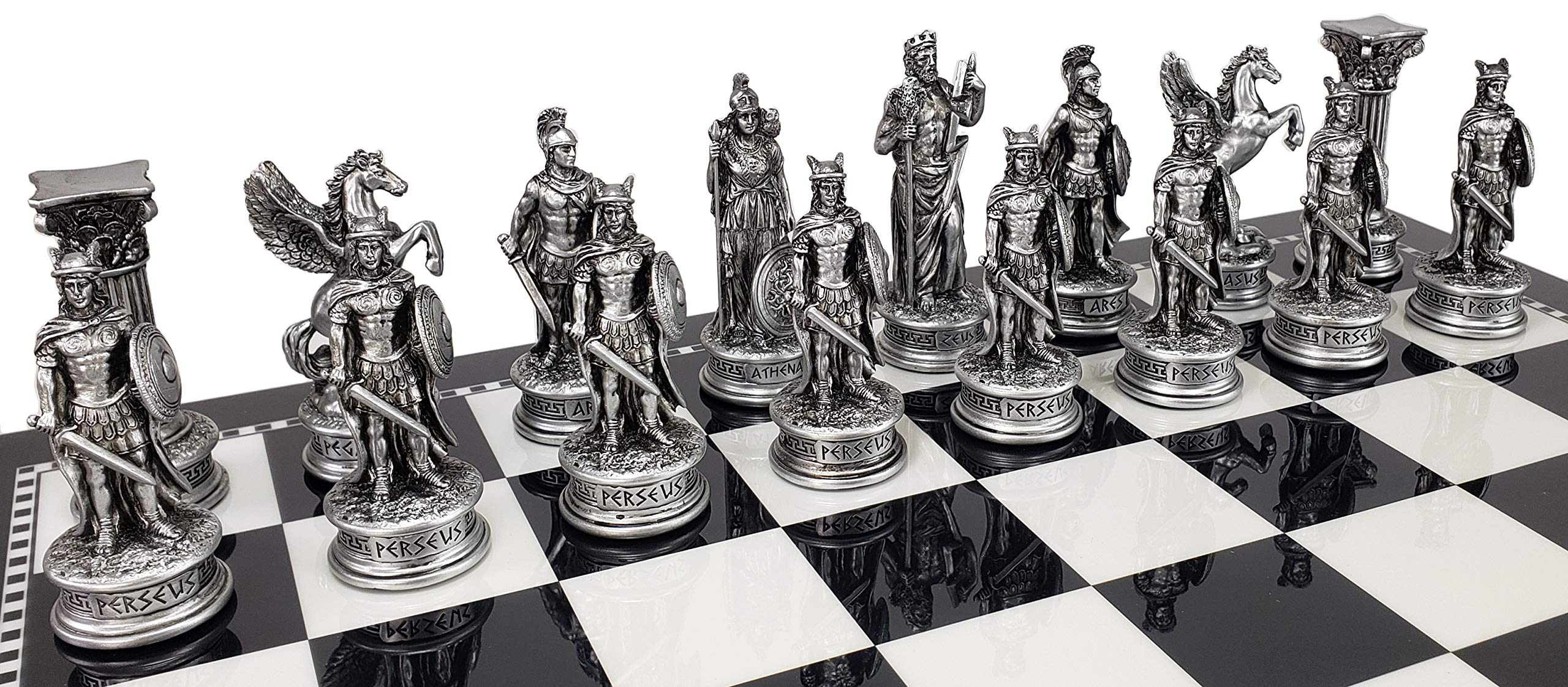 Greek Mythology Olympus Gods Zeus vs Poseidon Set of Chess Men Pieces Bronze and Pewter Color - NO Board