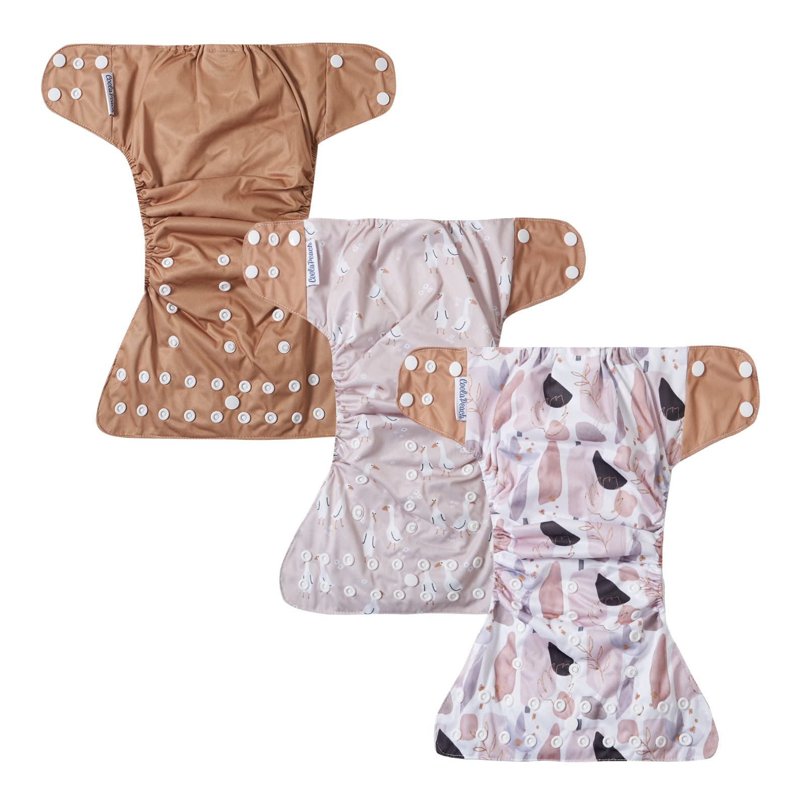 Baby Cloth Diapers One Size Adjustable Washable Reusable for Baby Girls and Boys 3 Pack with 3 Inserts