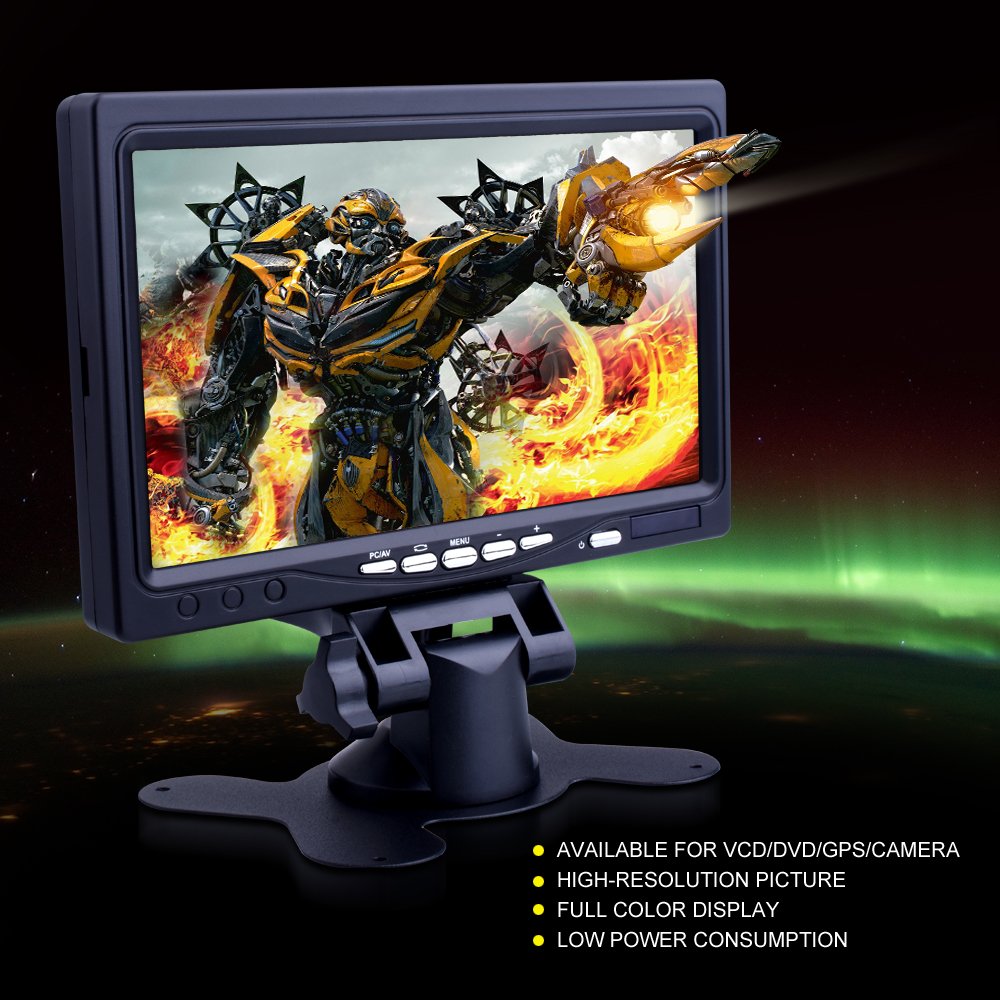 Kuman 7 Inch IPS Display 1024x600 LCD Screen Computer Monitor for PC Laptop Raspberry Pi 4 3 2B B RPI 1 B+ A+ with HDMI VGA Input, DVD VCR Car and Remote HDMI Cable SC7J