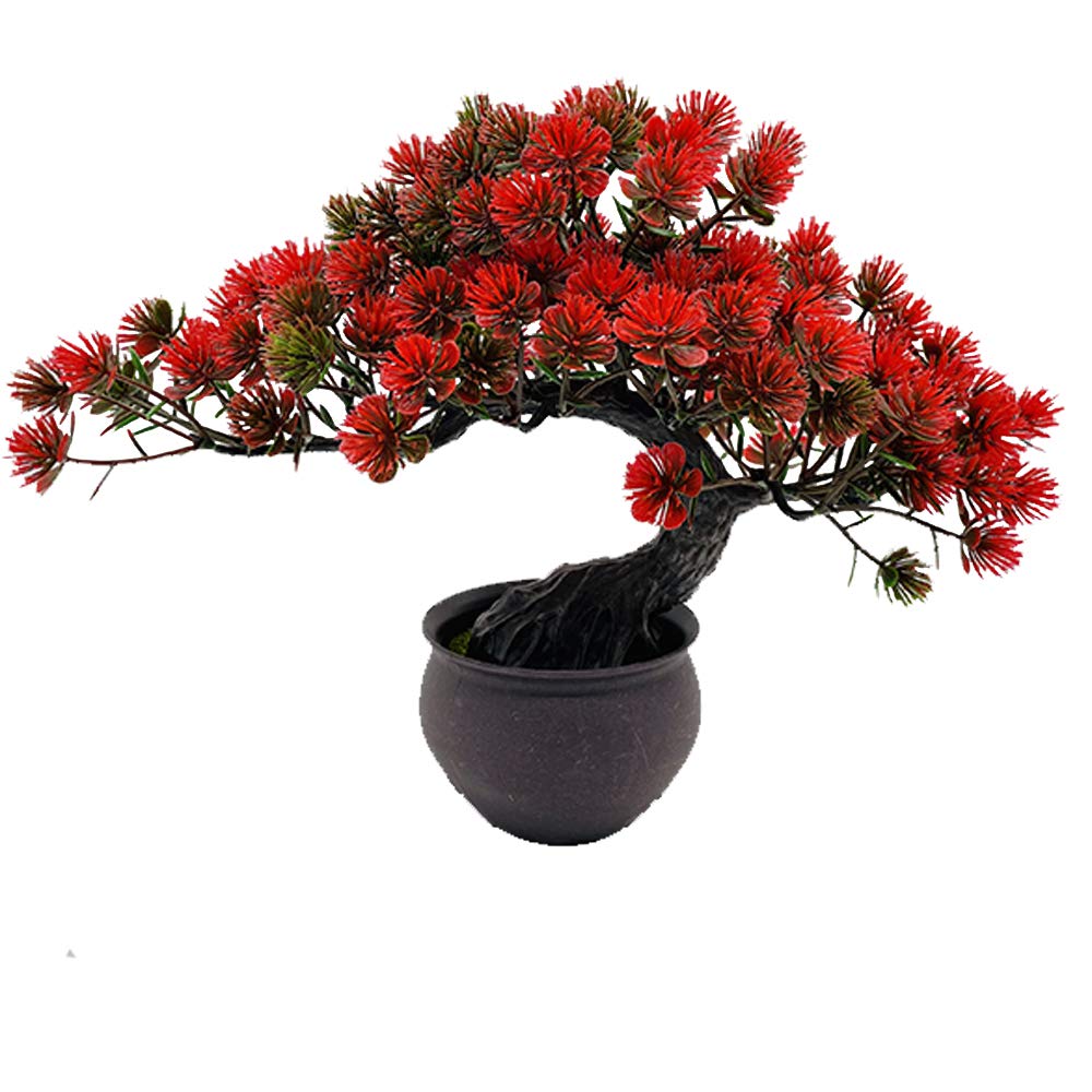 Fycooler Artificial Plants Artificial Bonsai Juniper Tree Potted Faux Japanese Pine Bonsai Simulation Zen Garden Fake Plant Artificial Bonsai Tree for Home Office Showcase Indoor Décor Desktop Display