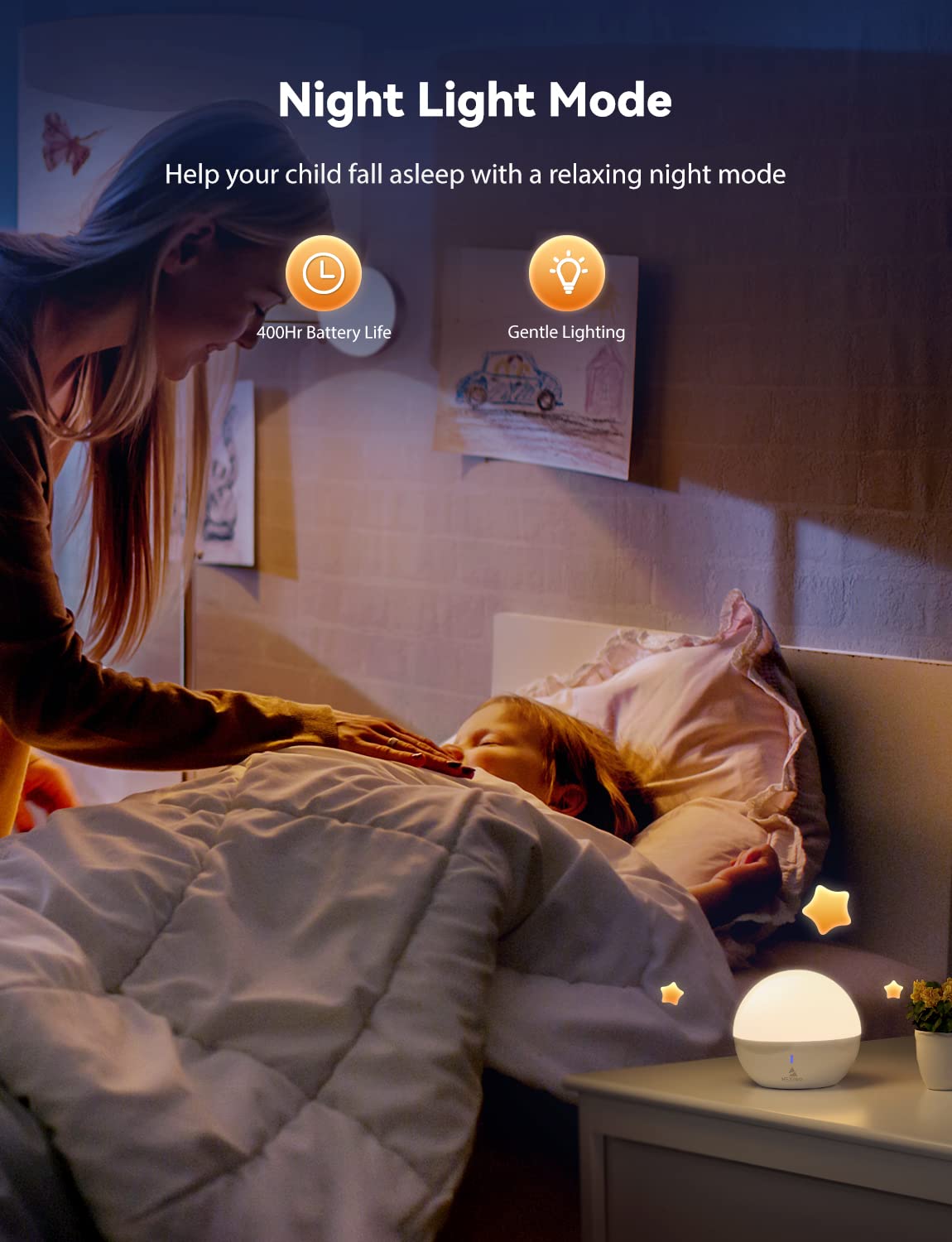 NexiGo Night Light, Portable One-Key Baby Bedside Lamp, RGB Changing Speed Adjustable & Dimmable, Rechargeable Touch Nursery Nightlight, for Kids Bedroom, Bathroom (Spherical)