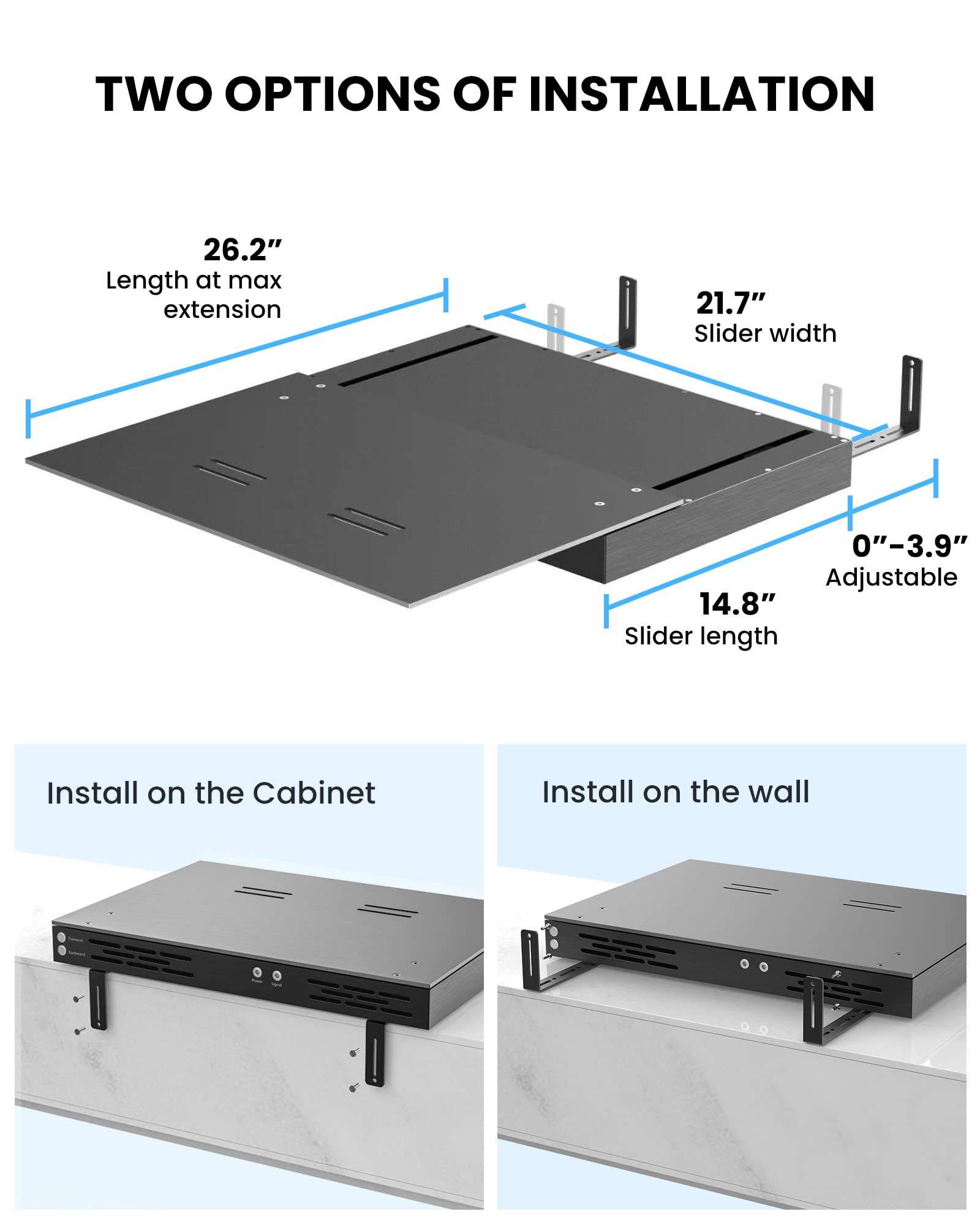 AWOL VISION IC-A120 Motorized Slider Tray for Ultra short throw(UST) projector, extend to 135" picture, automatically Retractable Tray telescopic design, smart syncs with projector's power