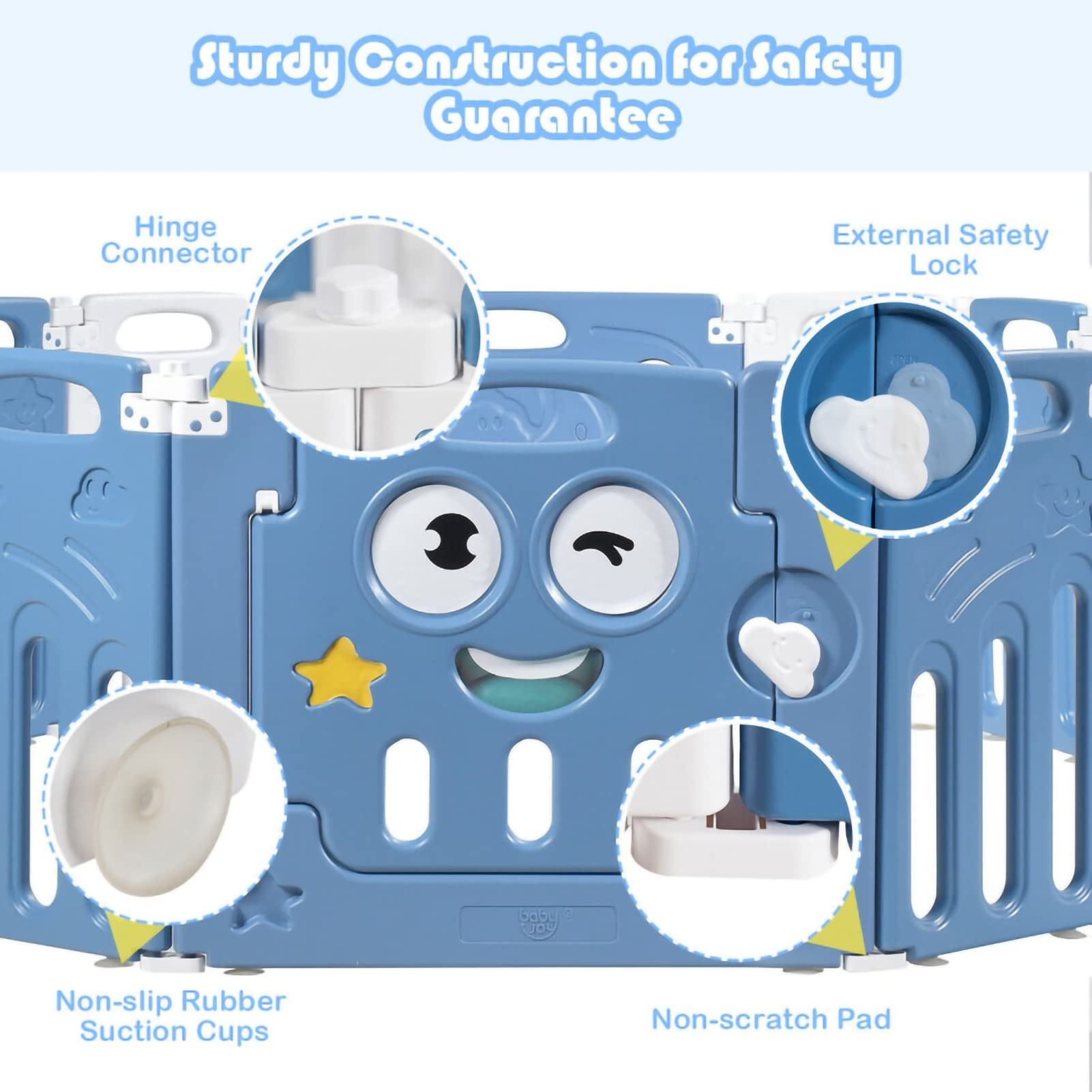 Baby Playpen Kids Activity Centre Safety Play Yard Home Indoor Outdoor New Pen, 16-Panel Foldable Baby Playpen Kids Activity Centre