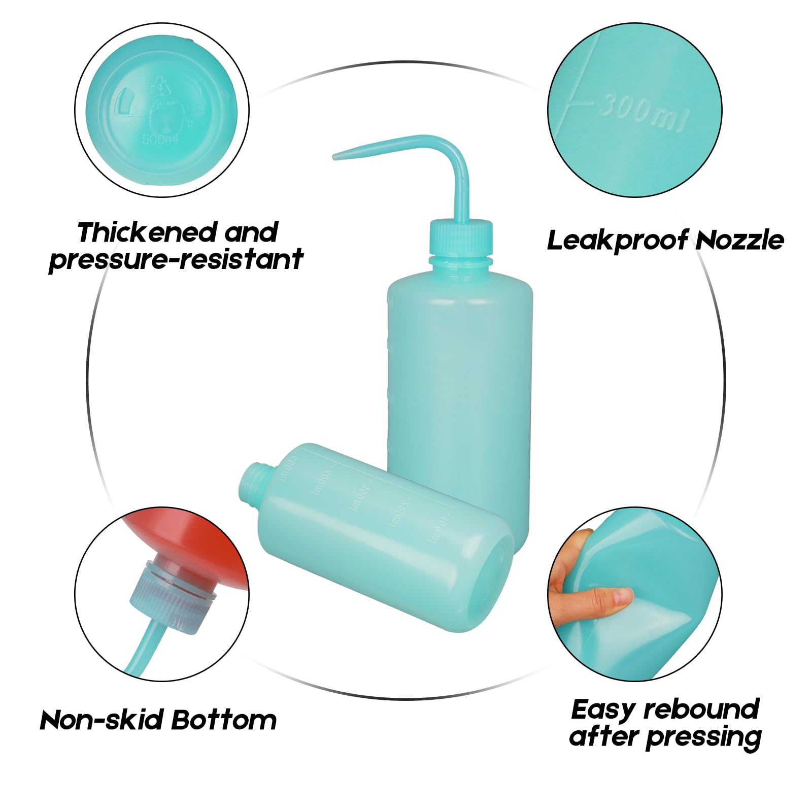 Romlon Plastic Wash Bottle and Squeeze Bottle Bags Kit Incliding 2Pcs 500ml/16oz Squeeze Bottles and 250Pcs Wash Bottle Bags Convenient Green Soap Supply Squeeze Bottle Graduated Bottle Watering Tool