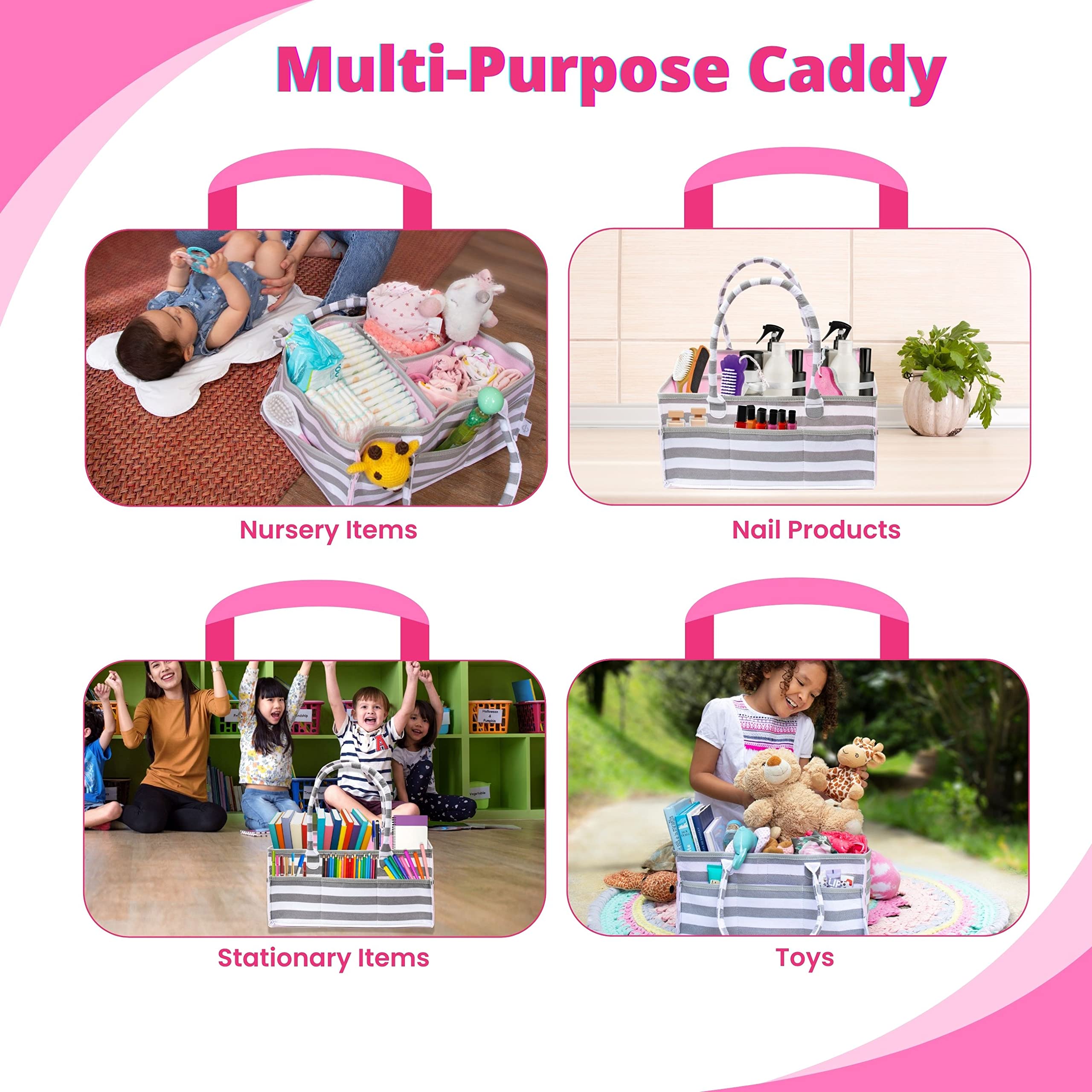 ARABELLA BABY Diaper Caddy Organizer for Boy or Girl - Diaper Caddy Basket for Home, Car or Travel - Removable Inserts, Multiple Pockets, Lightweight and Sturdy - Versatile Carryall to Stay Organized