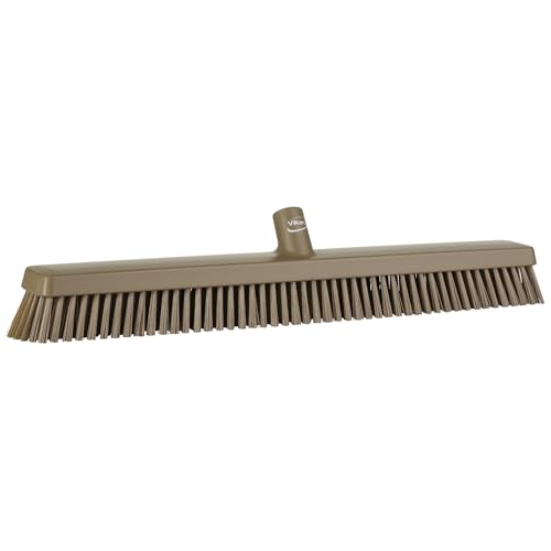 Vikan 319566 24" Heavy-Duty Push Broom, Soft/Stiff, Brown