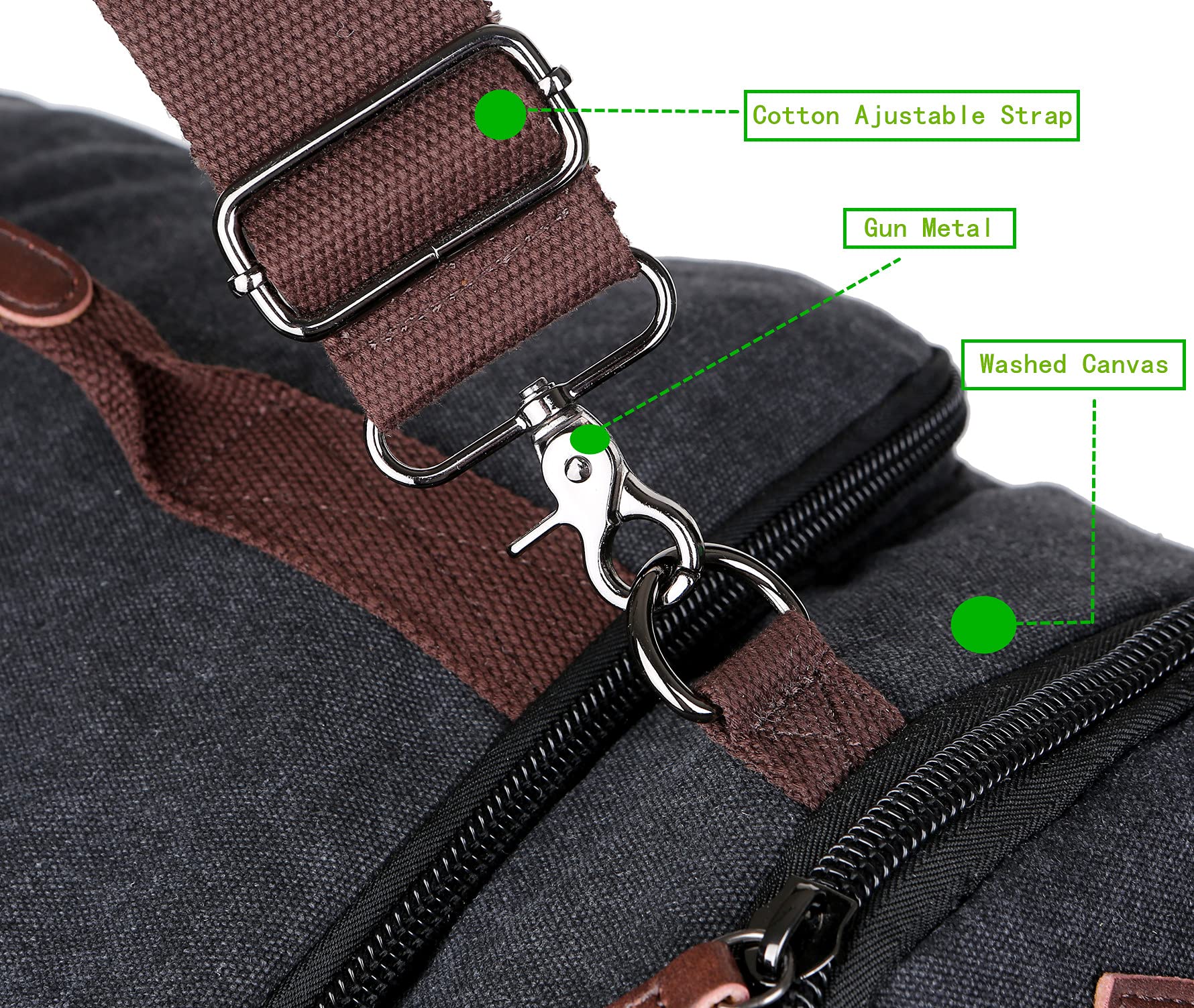 BAOSHA Canvas Weekender Travel Duffel Backpack Hybrid Hiking Rucksack Laptop Backpack for Outdoor Sports Gym HB-26(Black)