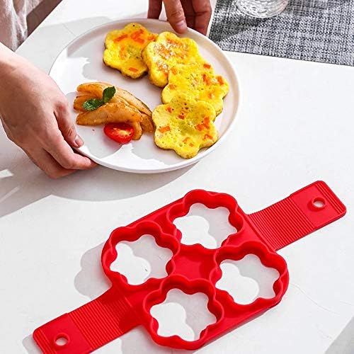 Silicone Non Stick Fantastic Seven Holes Egg Pancake Maker Ring Kitchen Baking Omelet Moulds Flip Cooker Egg Ring Mold (7-ROUND)