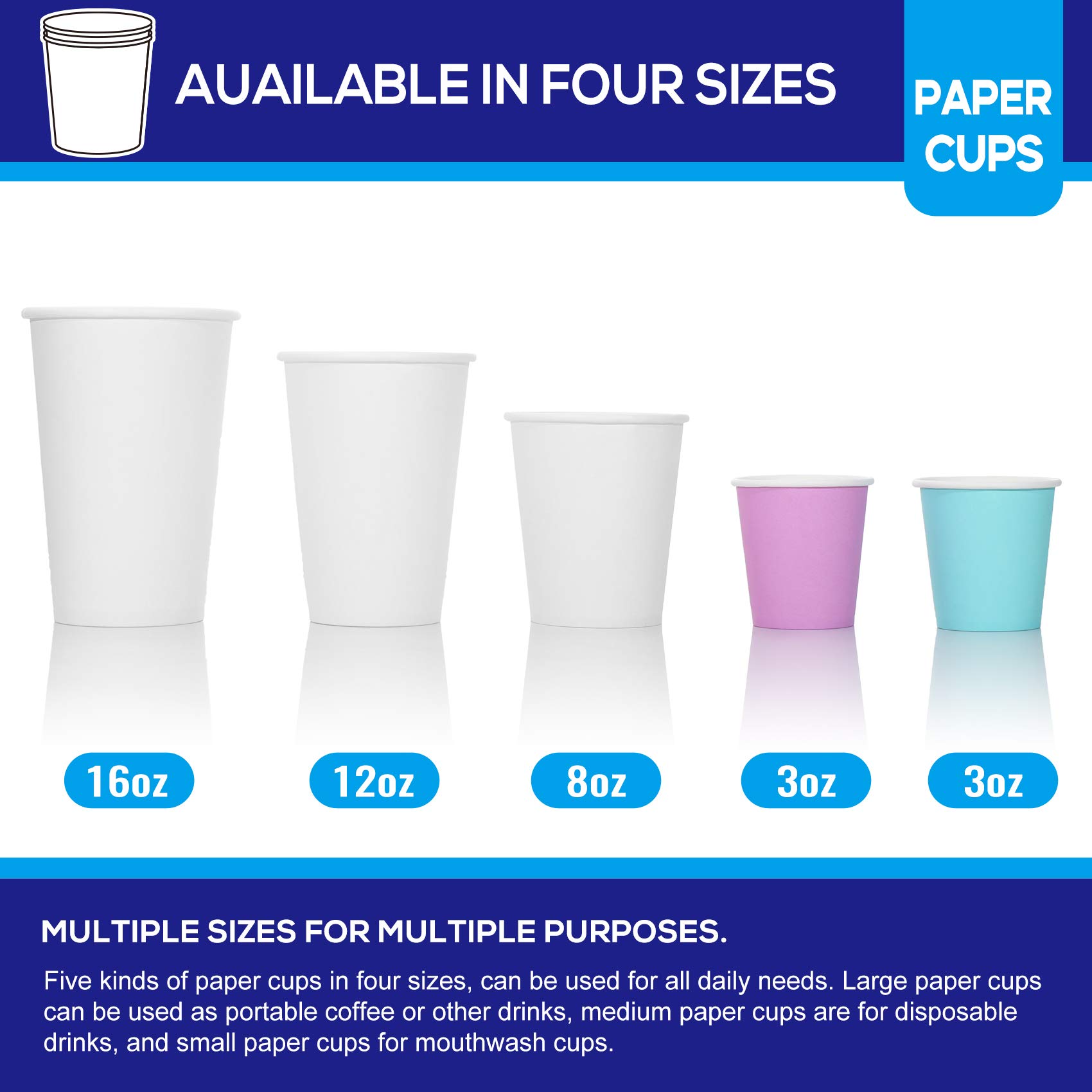 AOZITA [460 Pack] 12 oz White Paper Cups, Disposable Paper Coffee Cups, Heavyduty Drinking Cups for Hot and Cold Beverage.