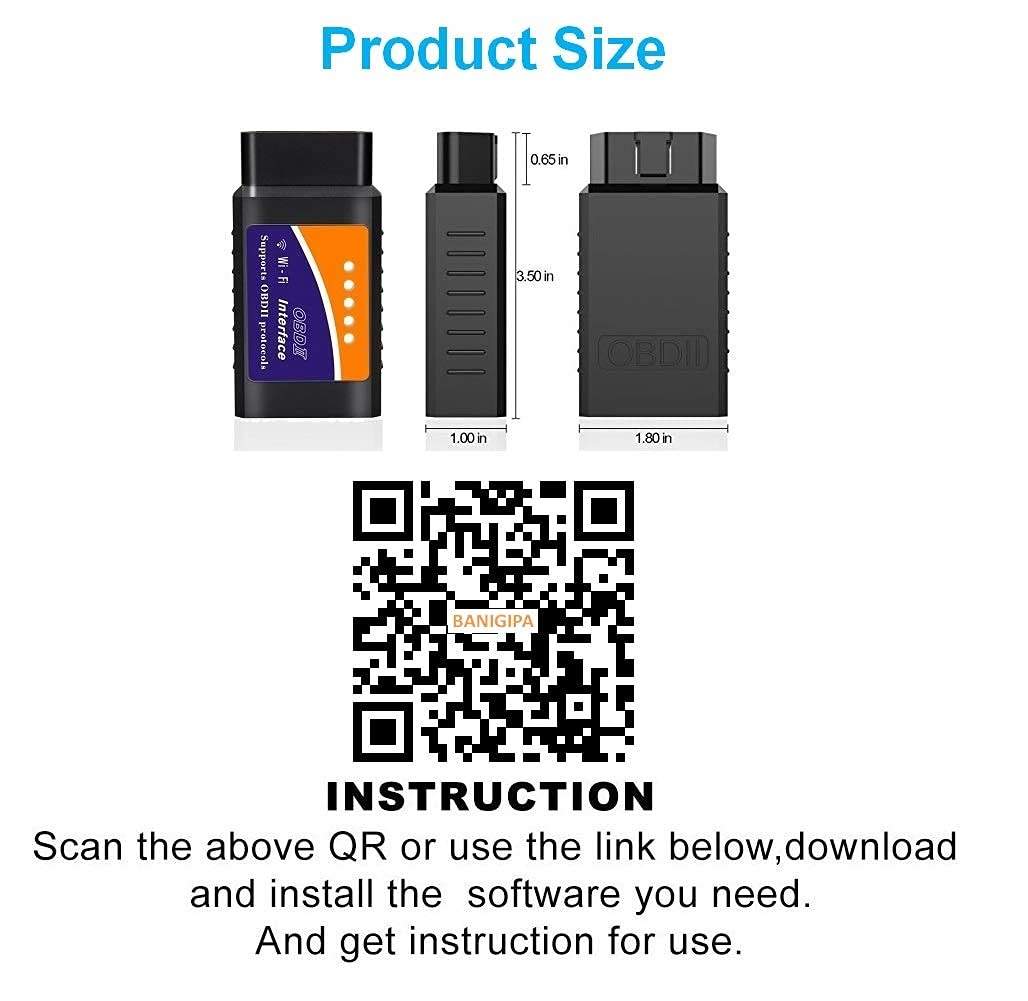 BANIGIPA WiFi OBD2 Scanner, Car Diagnostic Scan Tool for iPhone, Auto Check Engine Light Code Reader/Adapter with Reset, Support OBD Auto Doctor(WiFi for iOS & Android)