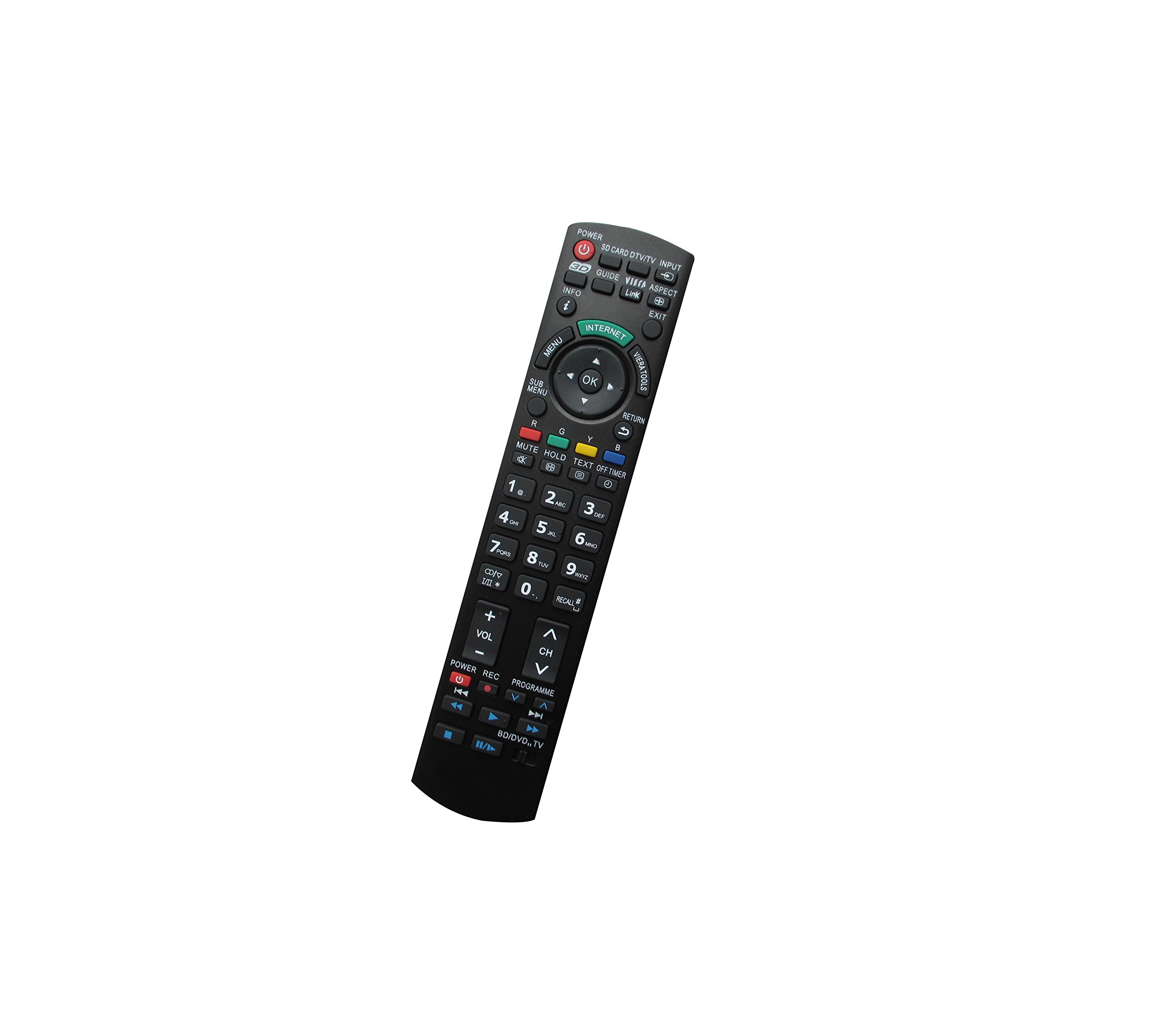 Universal Replacement Remote Control Fit for Panasonic TC-32LX20 EUR7603ZFR PT-W4734 CT-34WX54 CT-32HL44 Plasma LCD LED HDTV 3D Viera TV