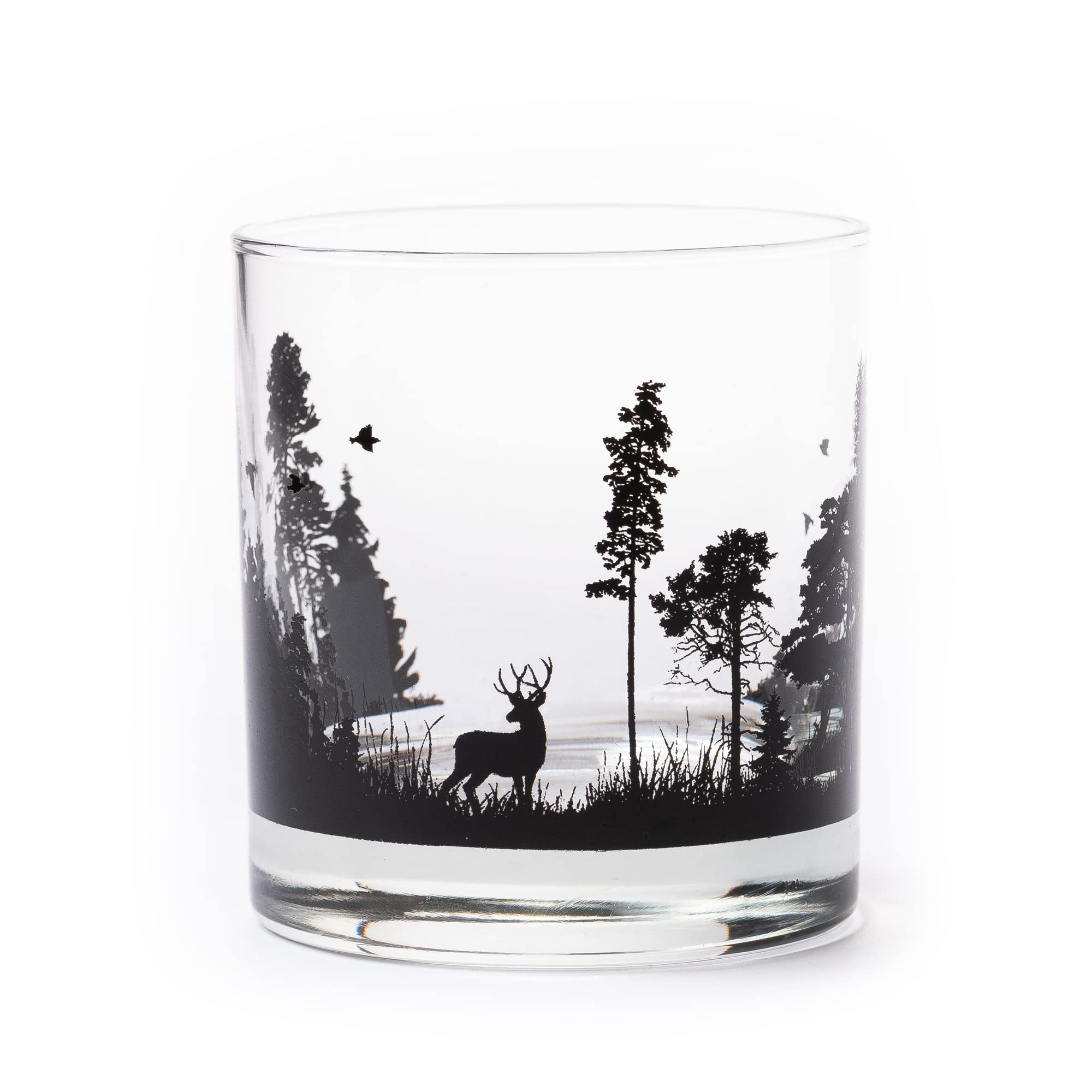 Black Lantern Whiskey Glass ā Handmade Whiskey Glasses - Forest Animals - Bar Glass (One 11 oz. Tumbler) - Kitchen Glasses and Kitchen Cups for Cabin Decor