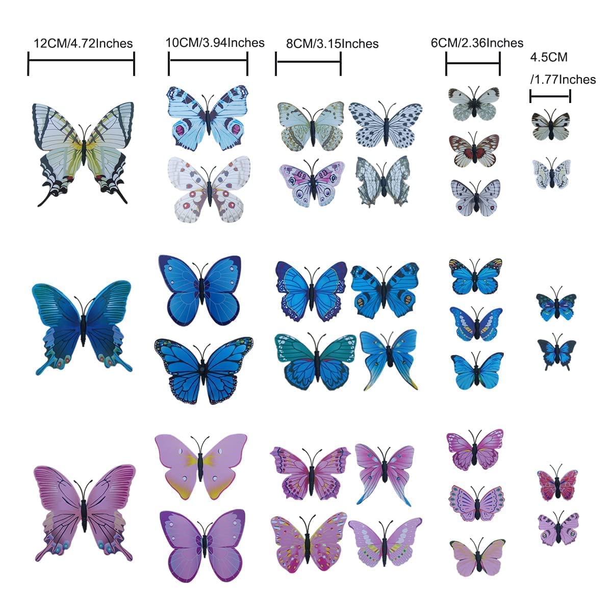 Nastaus 36PCS Magnetic Butterfly Wall Stickers,Artificial Butterfly Decoration,3D Butterfly Sticker for Home Kitchen Fridge Garden Birthday Party Wedding Decor