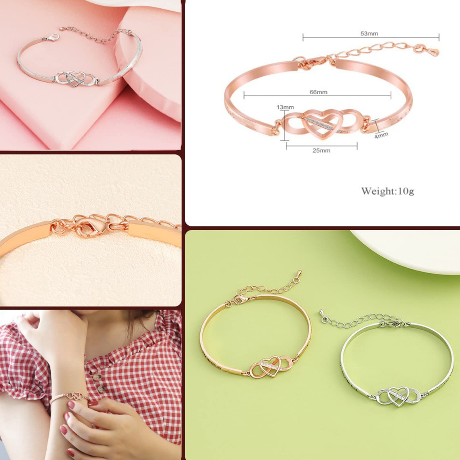 beemean Daughter Infinity Bracelet Infinity Love Heart Bracelet for Daughter-in-Law Bracelet with Inspirational Message Card Adjustable Length Bangle Bracelets(daughter)