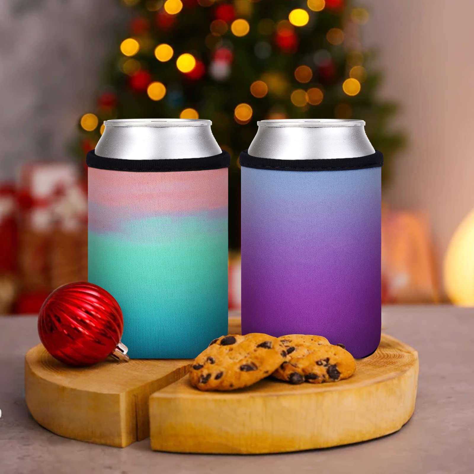 Beer Can Coolers Sleeves, Soft Insulated Bottle Soda Cover Coolers, Personalized Collapsible 12OZ Blank Bulk Drink Cooler for Parties, Wedding or Events (Multicolor,12)