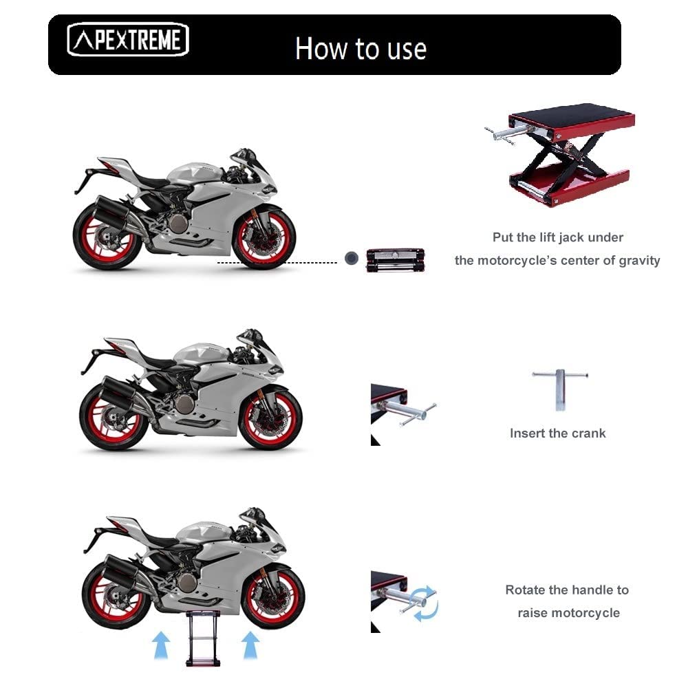 Apextreme 1100 LB Motorcycle Lift Scissor Jack Wide Deck Hoist Stand Maintenance Bikes ATVs Garage Repair Stands Lift Jack